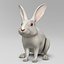 3d Realistic White Rabbit
