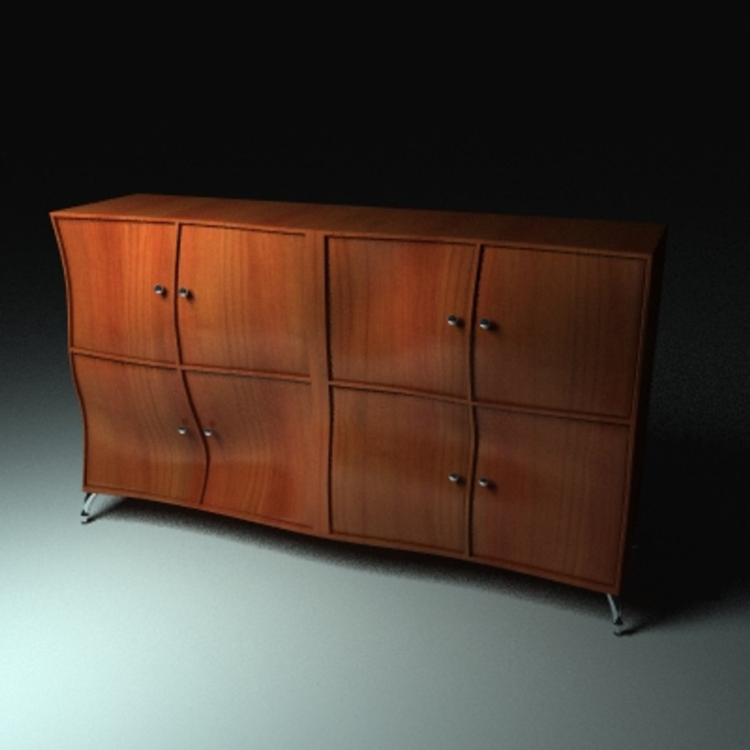 modelled wavy wooden cupboard 3d model