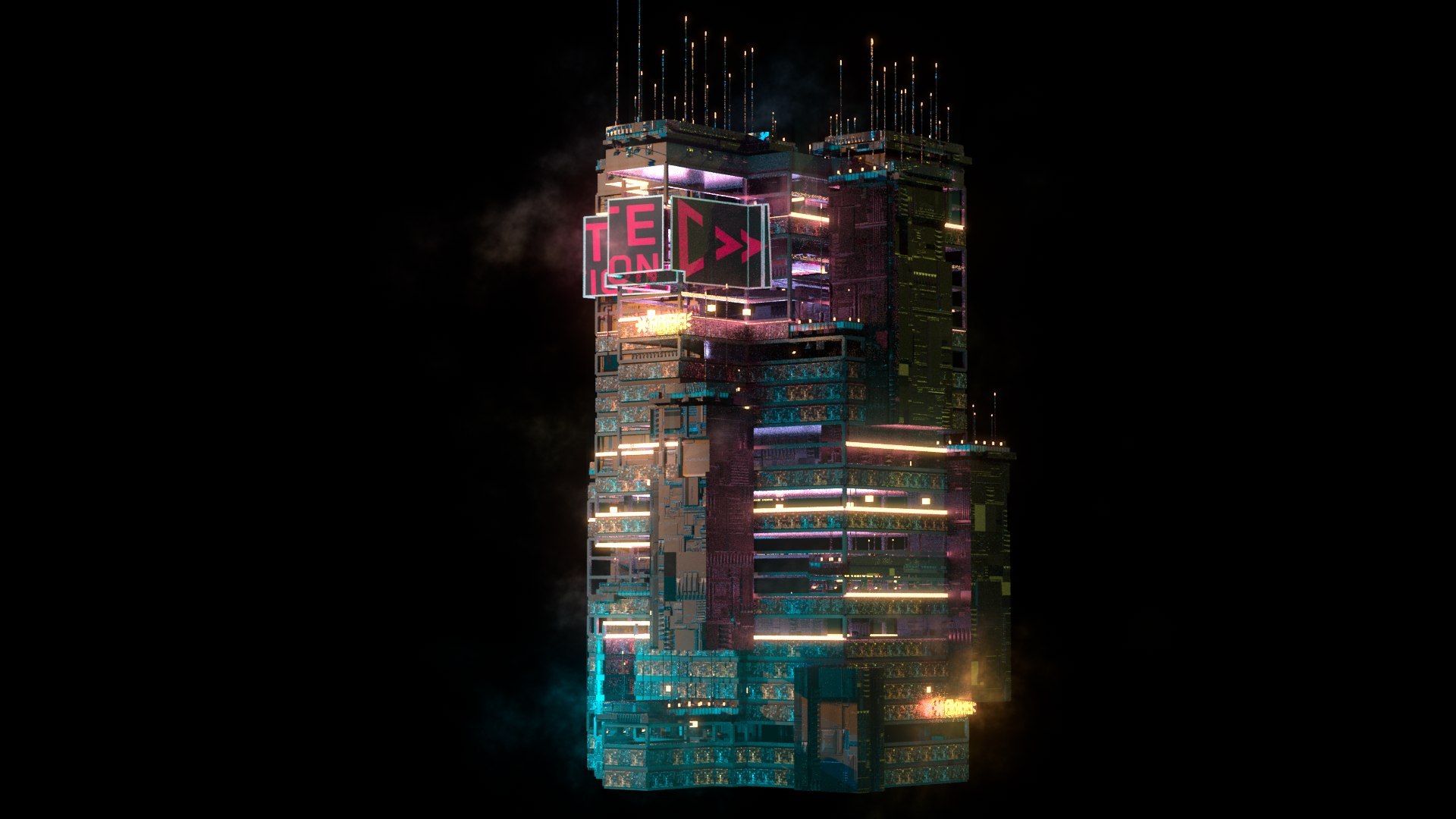 Sci-Fi Futuristic Cyberpunk Sci Fi City Building Skyscraper 54 3D ...