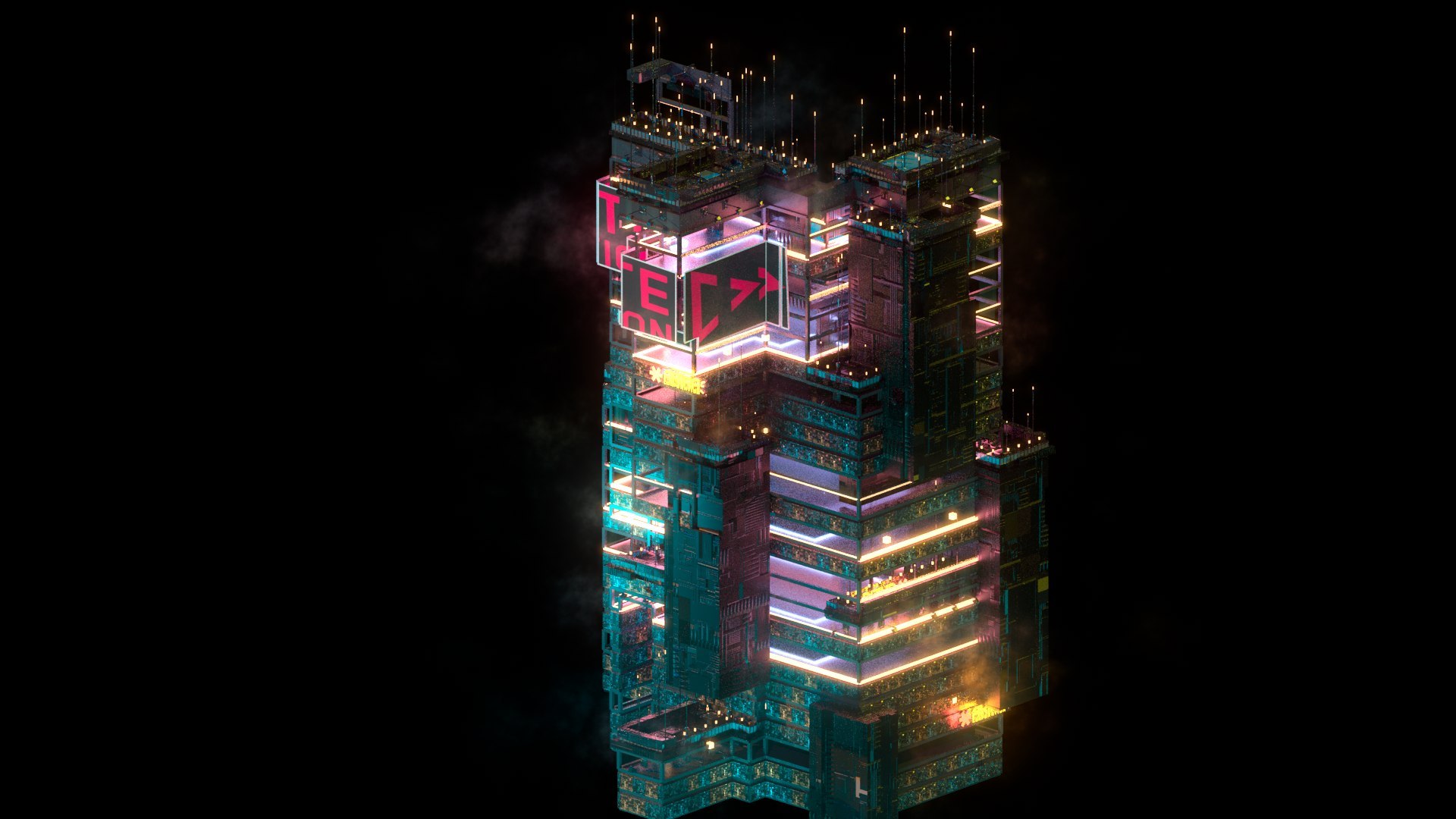 Sci-Fi Futuristic Cyberpunk Sci Fi City Building Skyscraper 54 3D ...