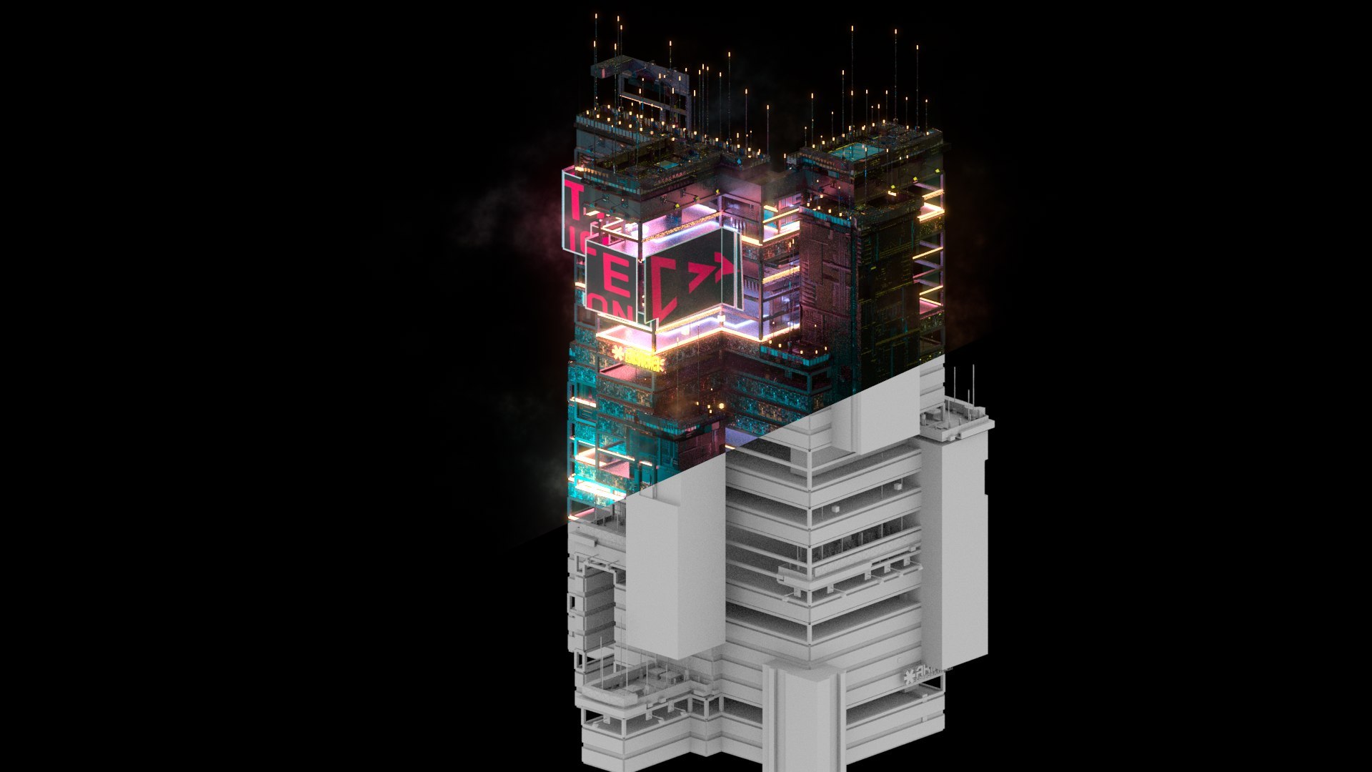 Sci-Fi Futuristic Cyberpunk Sci Fi City Building Skyscraper 54 3D ...