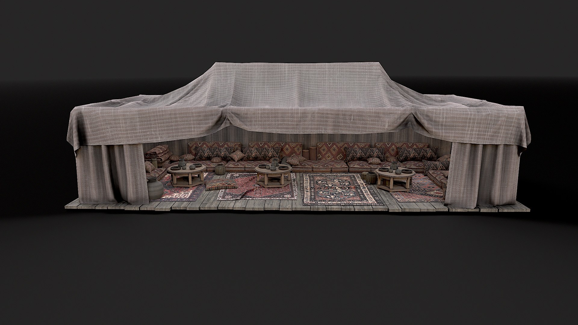 Old Traditional Eastern Nomads Tent Low Poly PBR Collection 3D Model ...