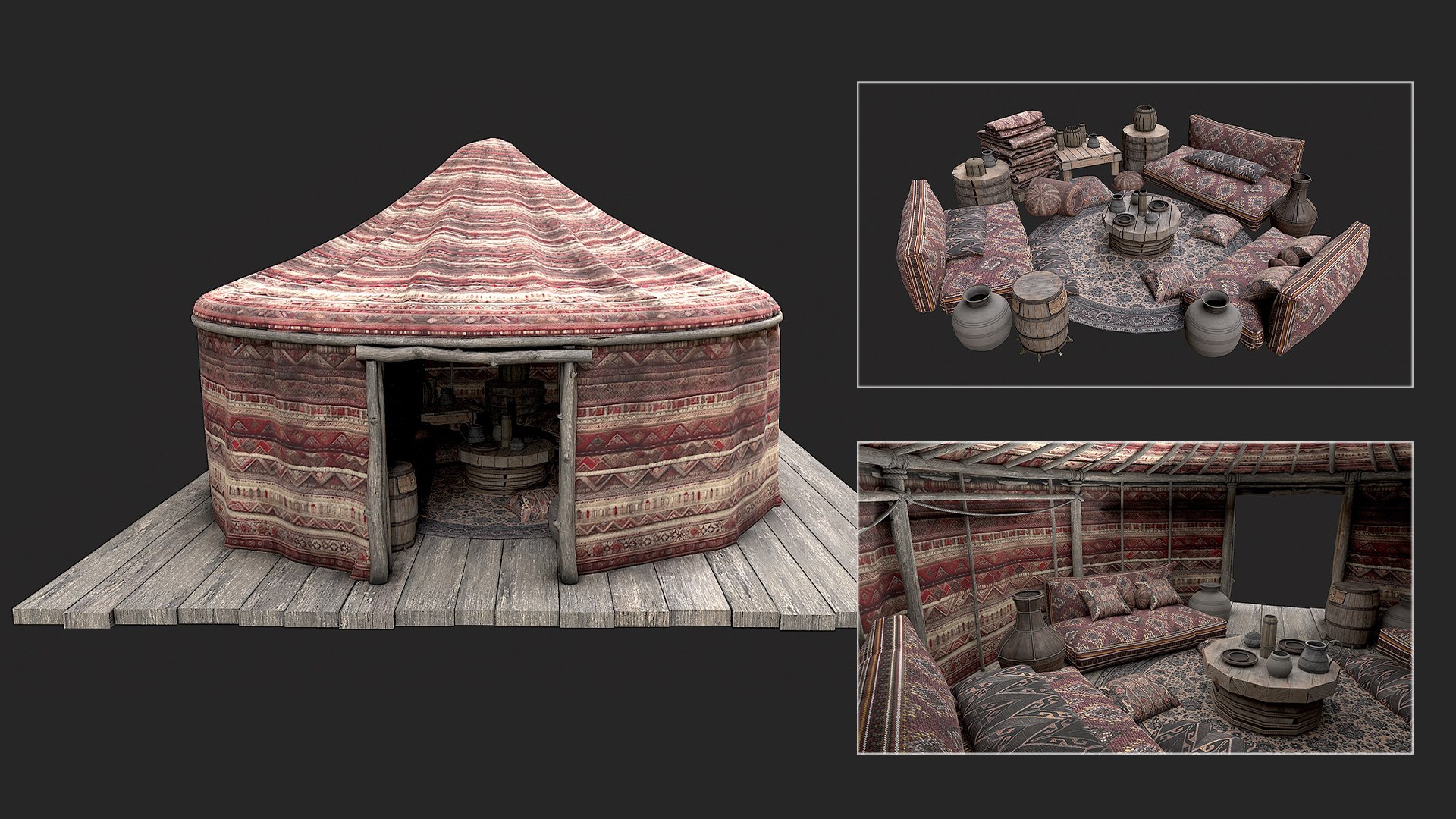Old Traditional Eastern Nomads Tent Low Poly PBR Collection 3D Model ...