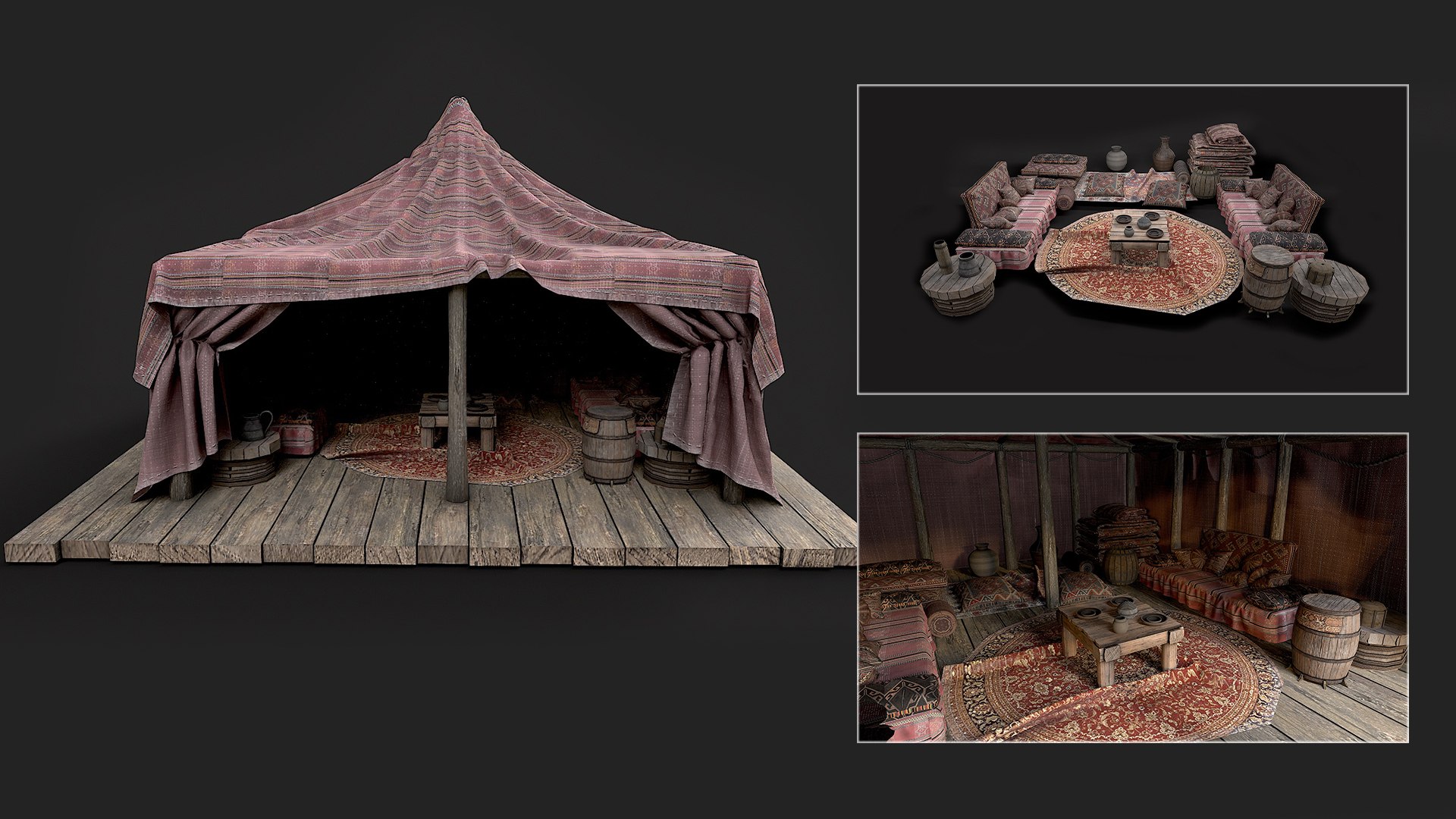 Old Traditional Eastern Nomads Tent Low Poly PBR Collection 3D Model ...