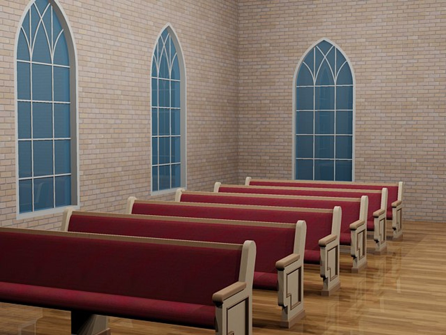 3d Model Window Church Included Pew