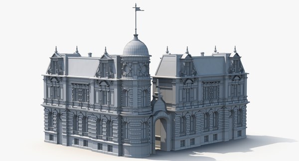 3d model old european house