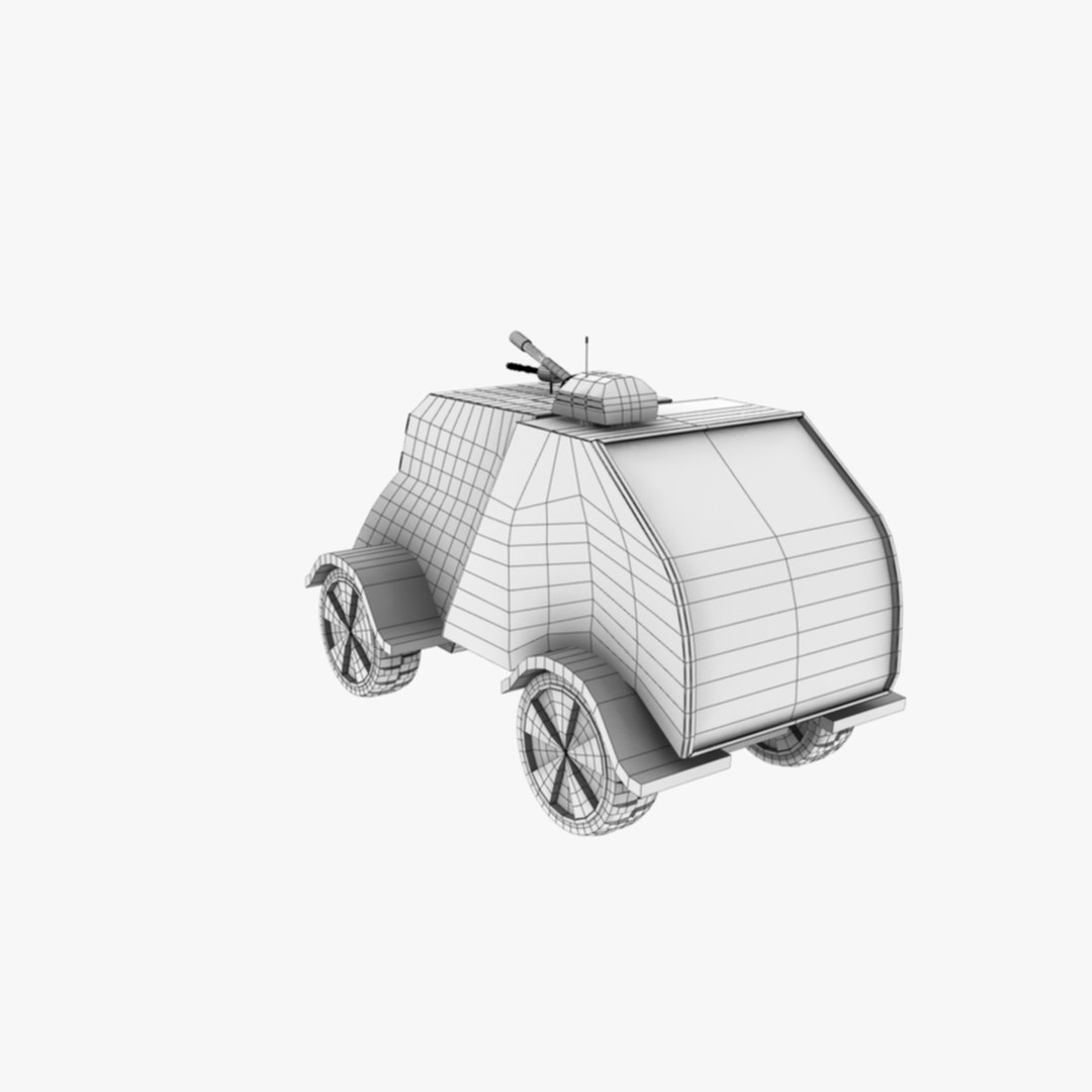 Cartoon Armored Car 3d Model