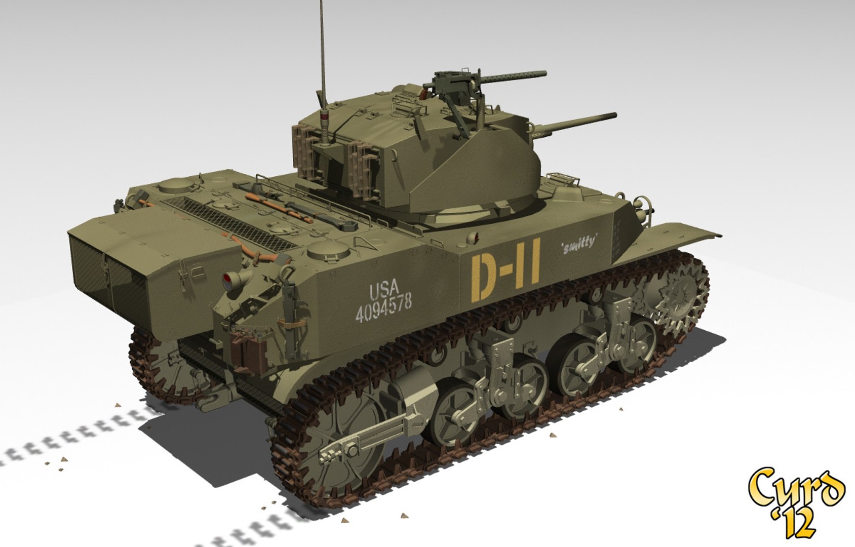 3d Model Stuart Tank M5a1 Wwii
