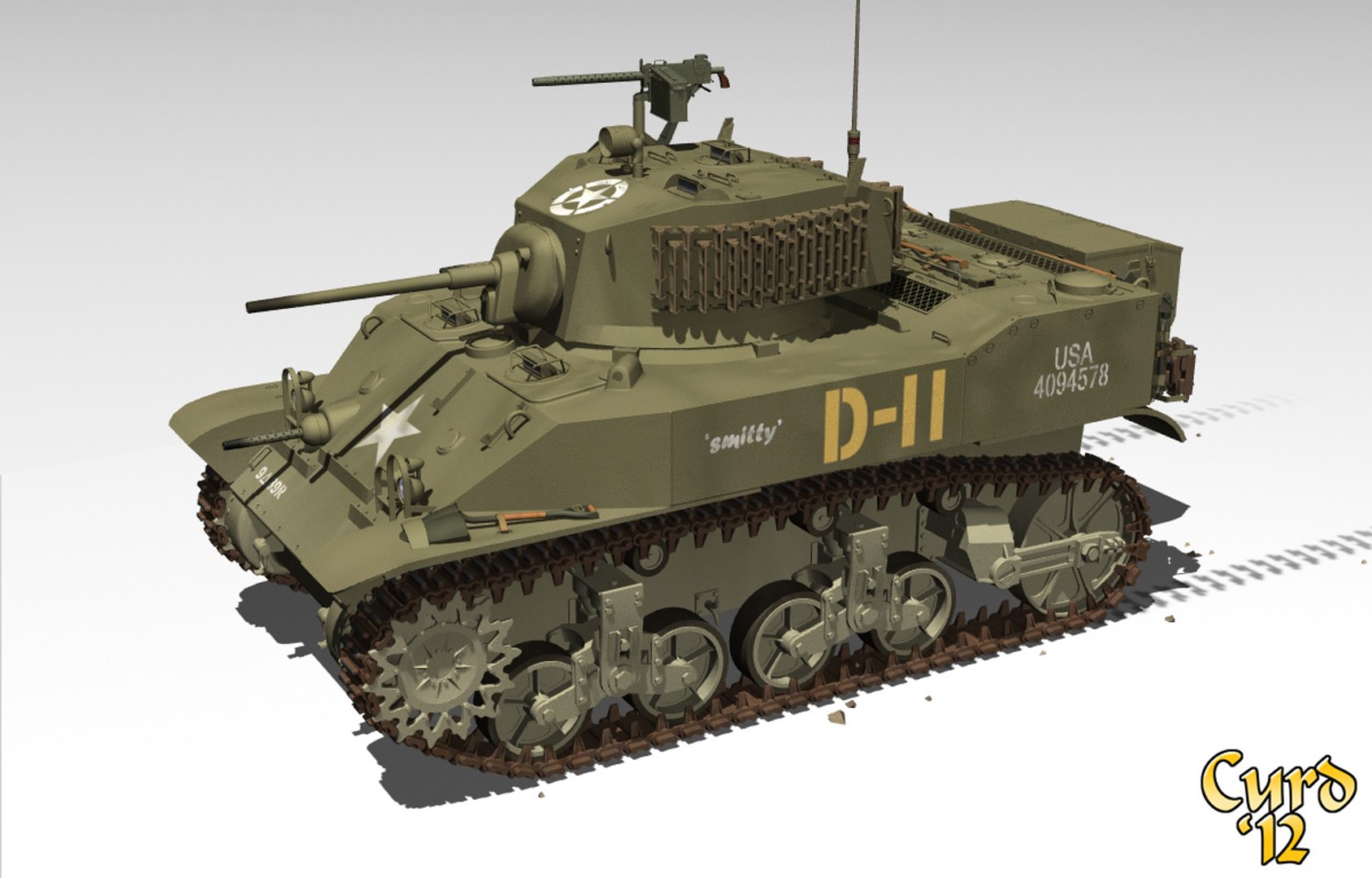 3d Model Stuart Tank M5a1 Wwii