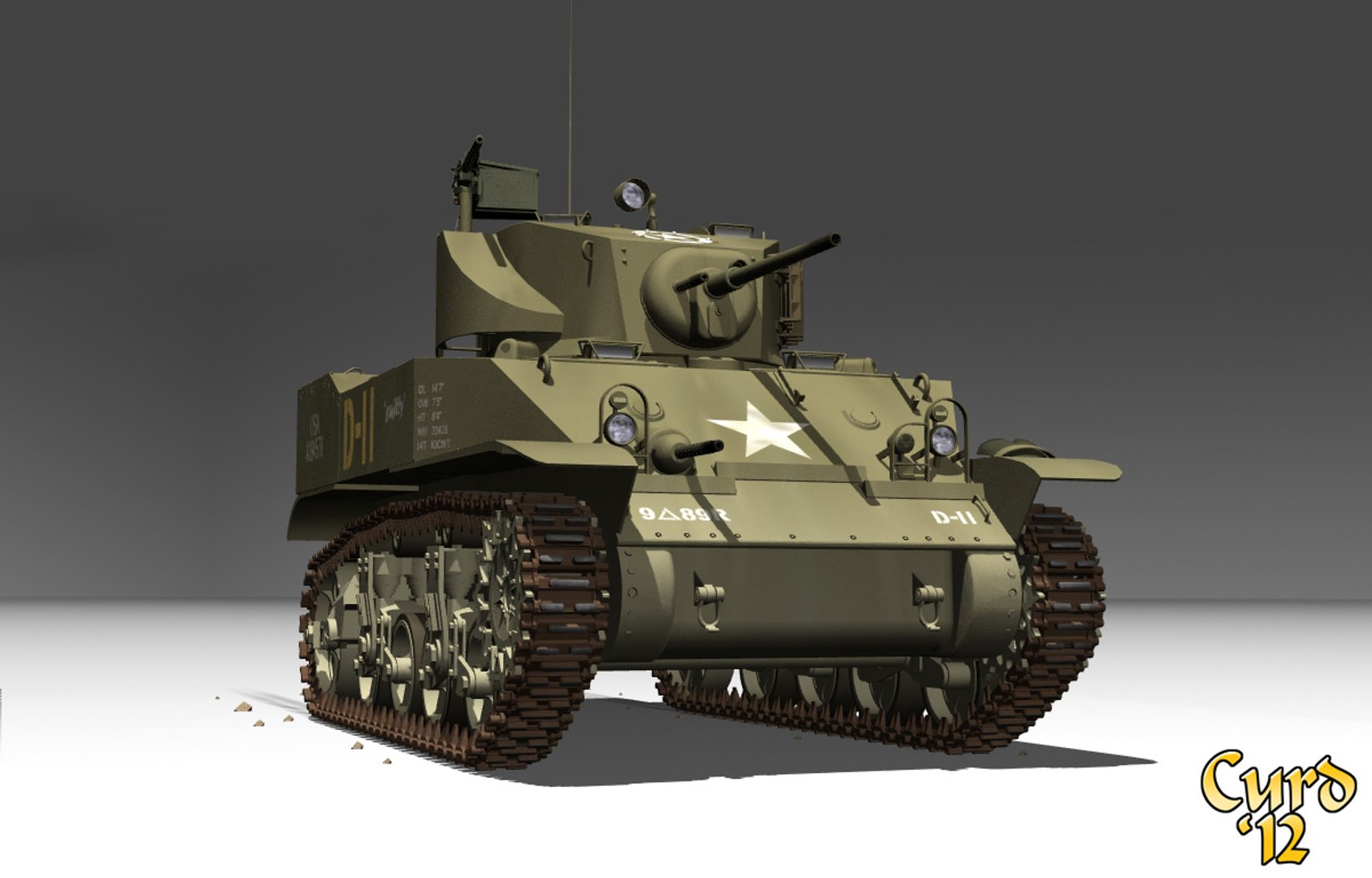 3d Model Stuart Tank M5a1 Wwii