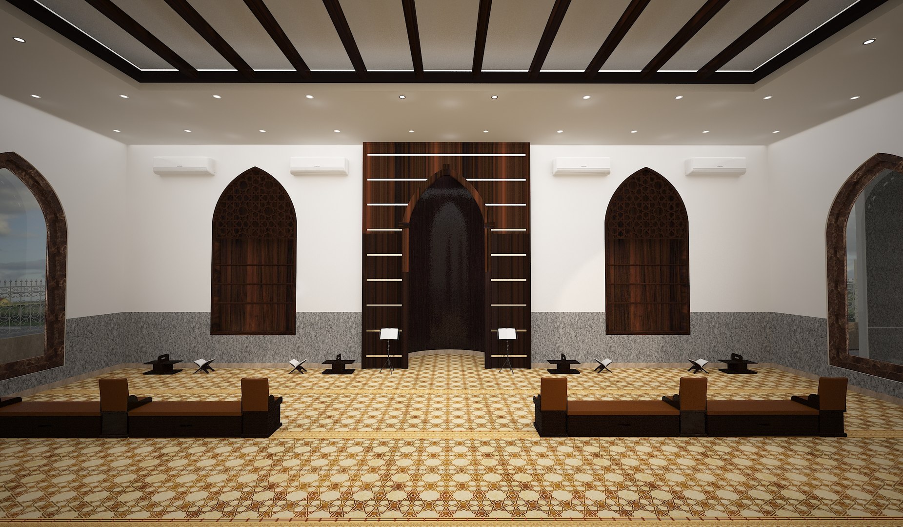 Mosque Arabic Design Interior 3D Model - TurboSquid 1633099