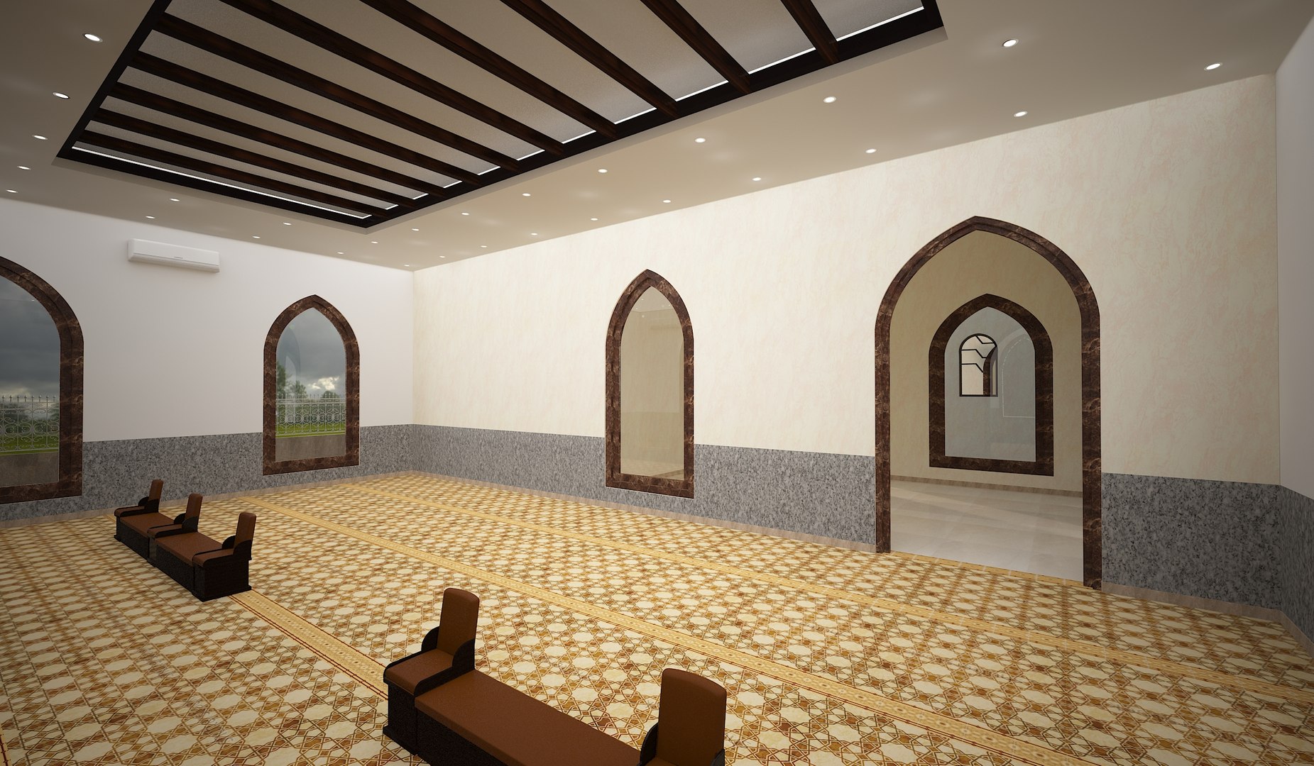 Mosque Arabic Design Interior 3D Model - TurboSquid 1633099