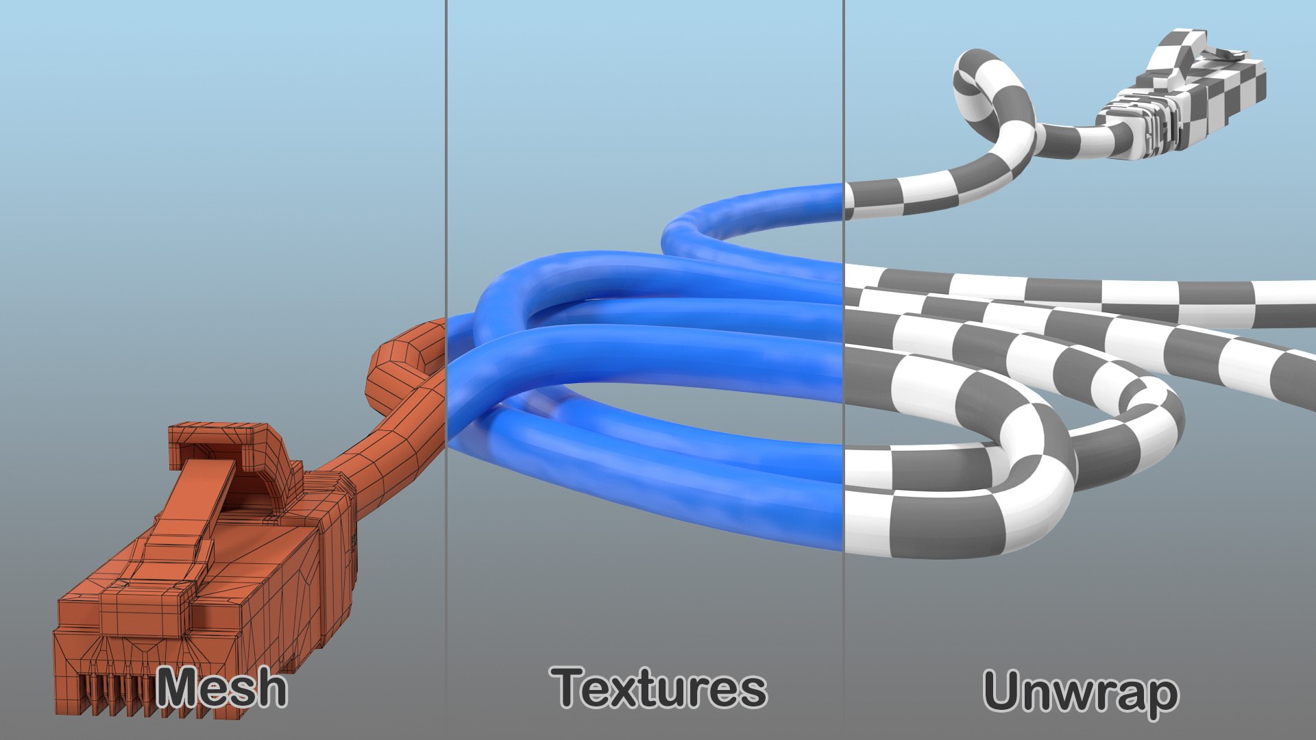 3D Rj45 Cable Blue - TurboSquid 1458560