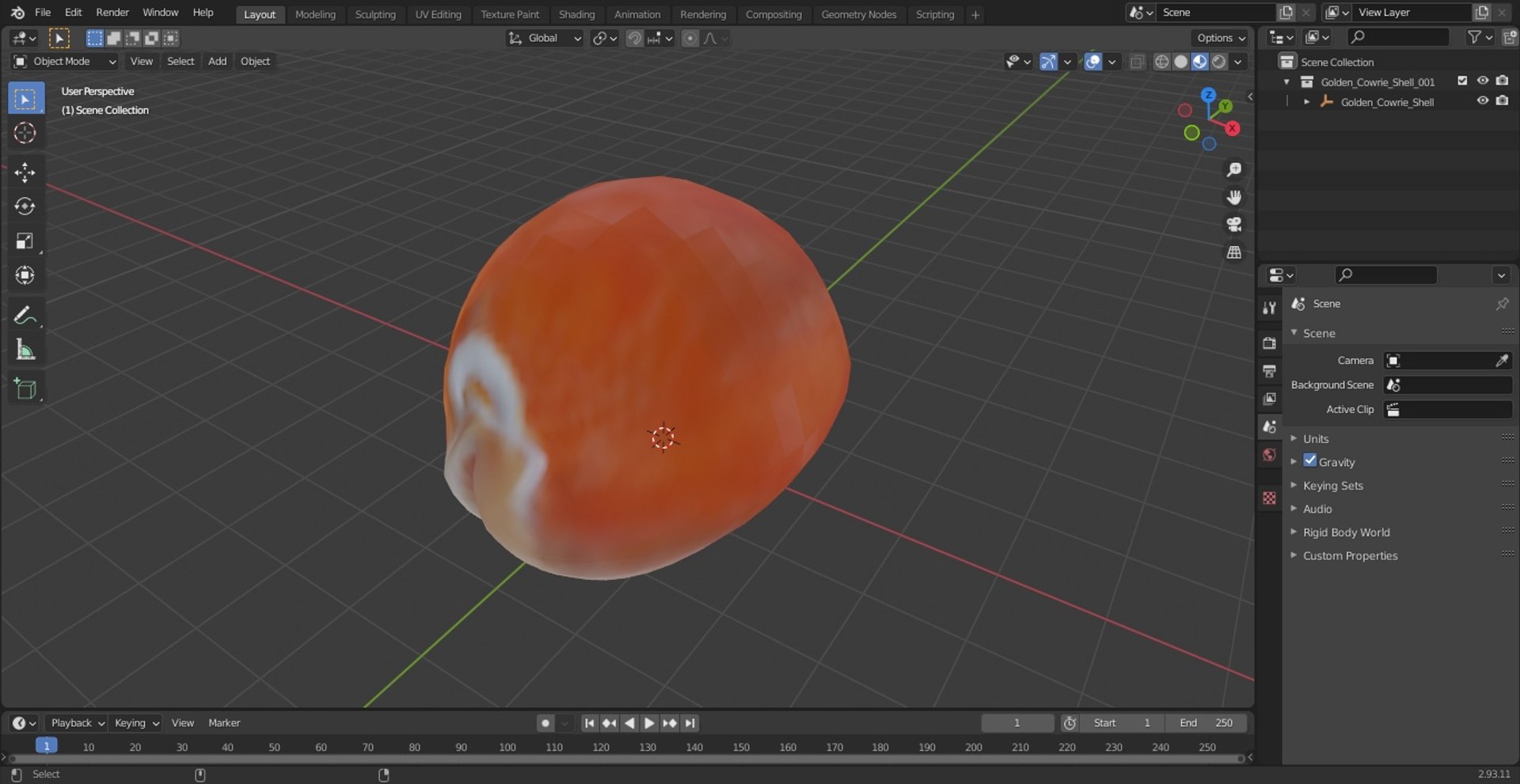 3D model Golden Cowrie Shell - TurboSquid 1998687