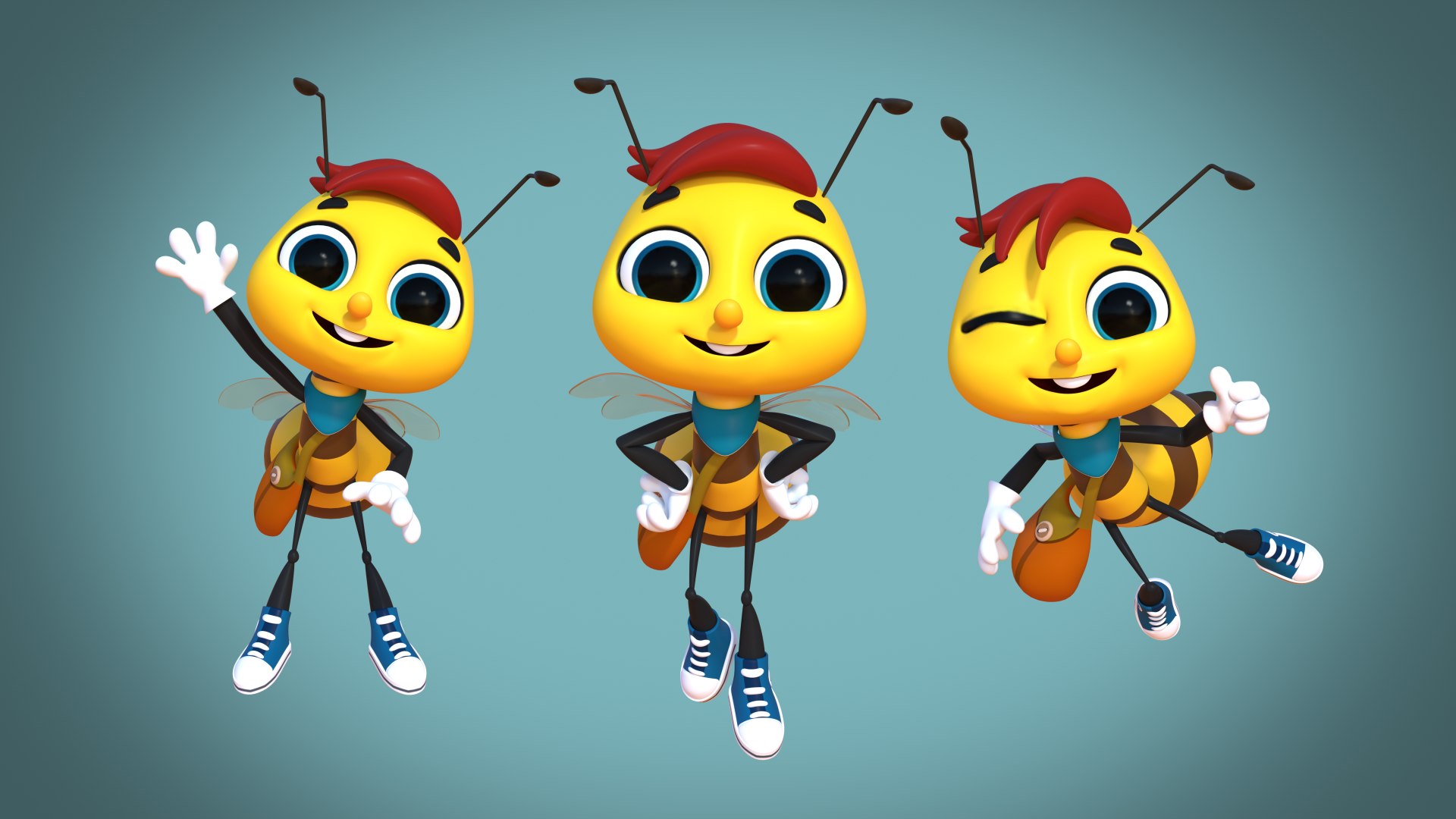 Bee Cartoon Model Character Model - TurboSquid 2208481