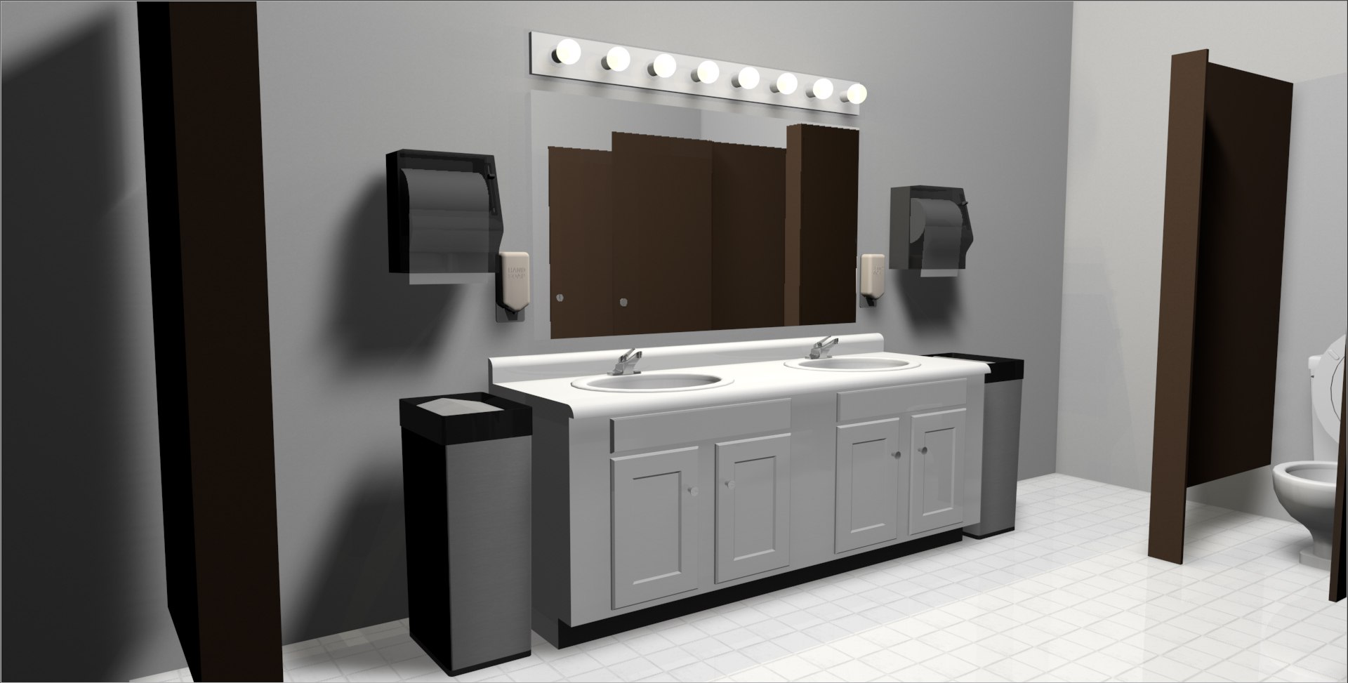Bathroom Set Public Restroom 3d C4d