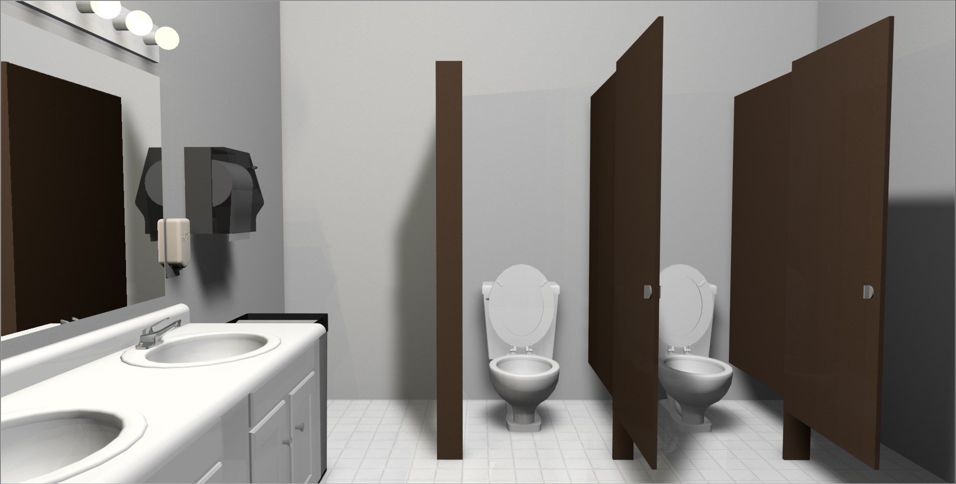 Bathroom Set Public Restroom 3d C4d