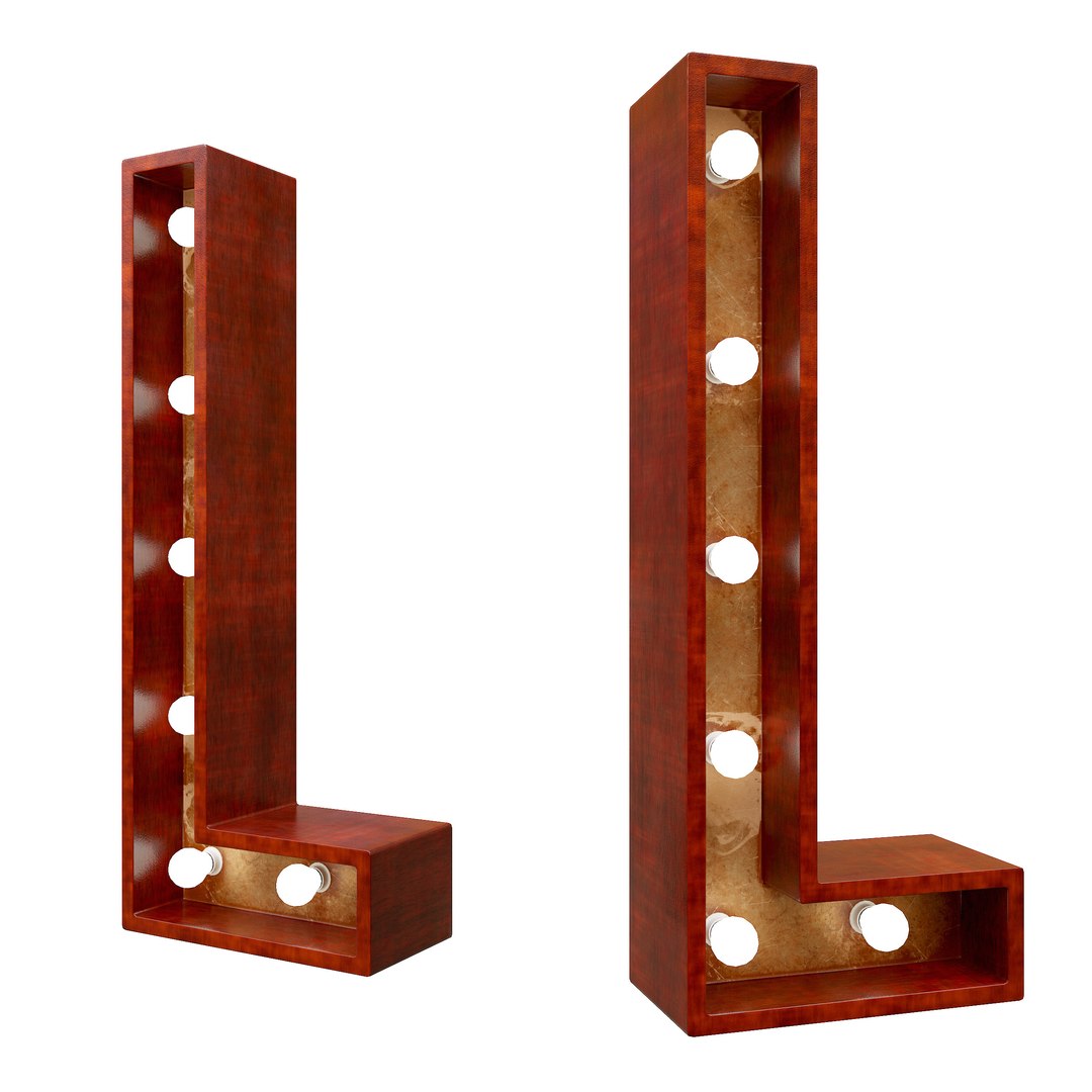 3D Marquee Letter L Light Bulb Wooden Glow Sign - TurboSquid 1974446