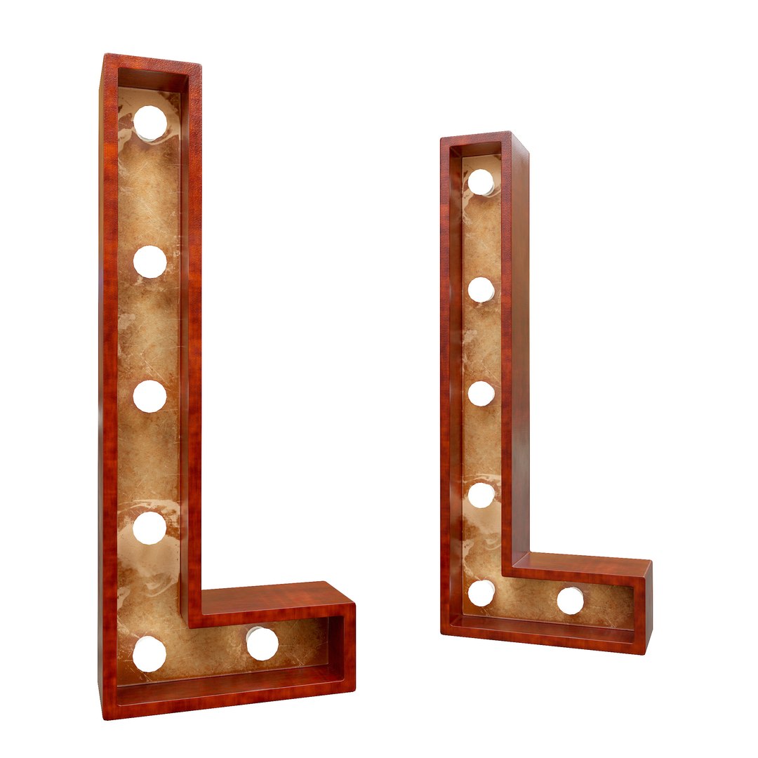 3D Marquee Letter L Light Bulb Wooden Glow Sign - TurboSquid 1974446