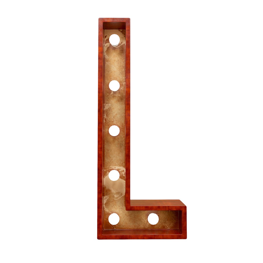 3D Marquee Letter L Light Bulb Wooden Glow Sign - TurboSquid 1974446
