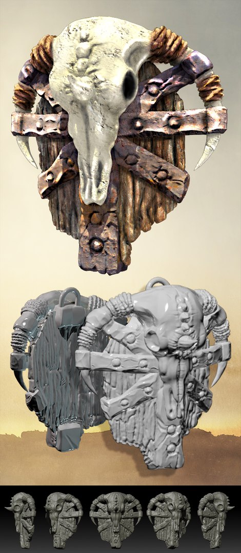 3d model fantasy orcish shield