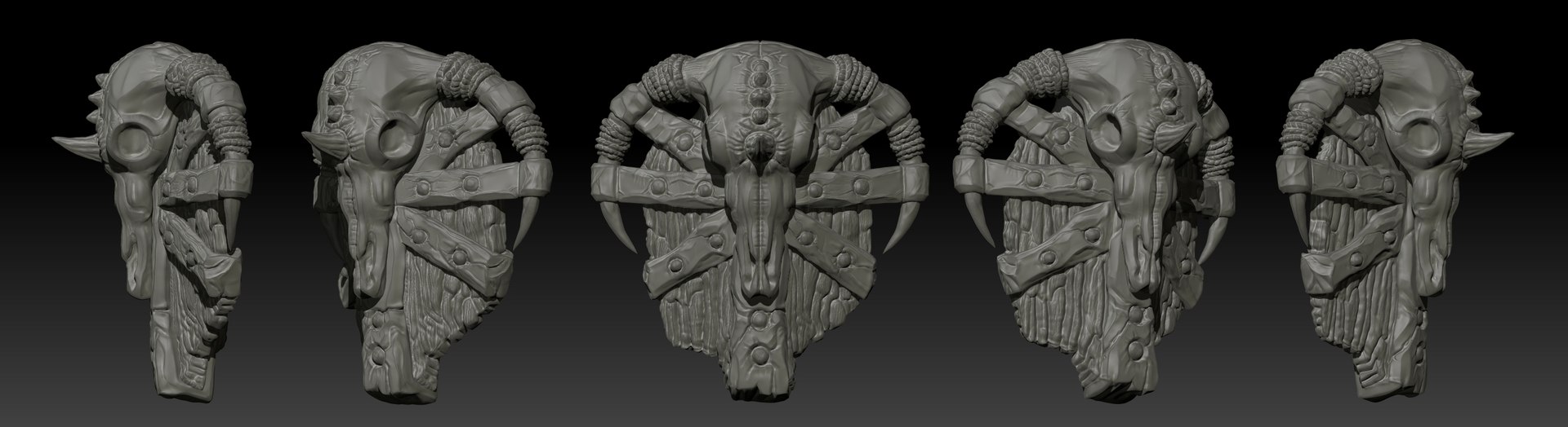 3d model fantasy orcish shield