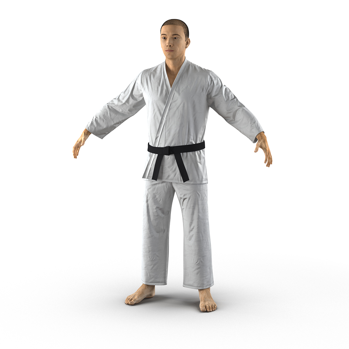 3d japanese karate fighter fur model
