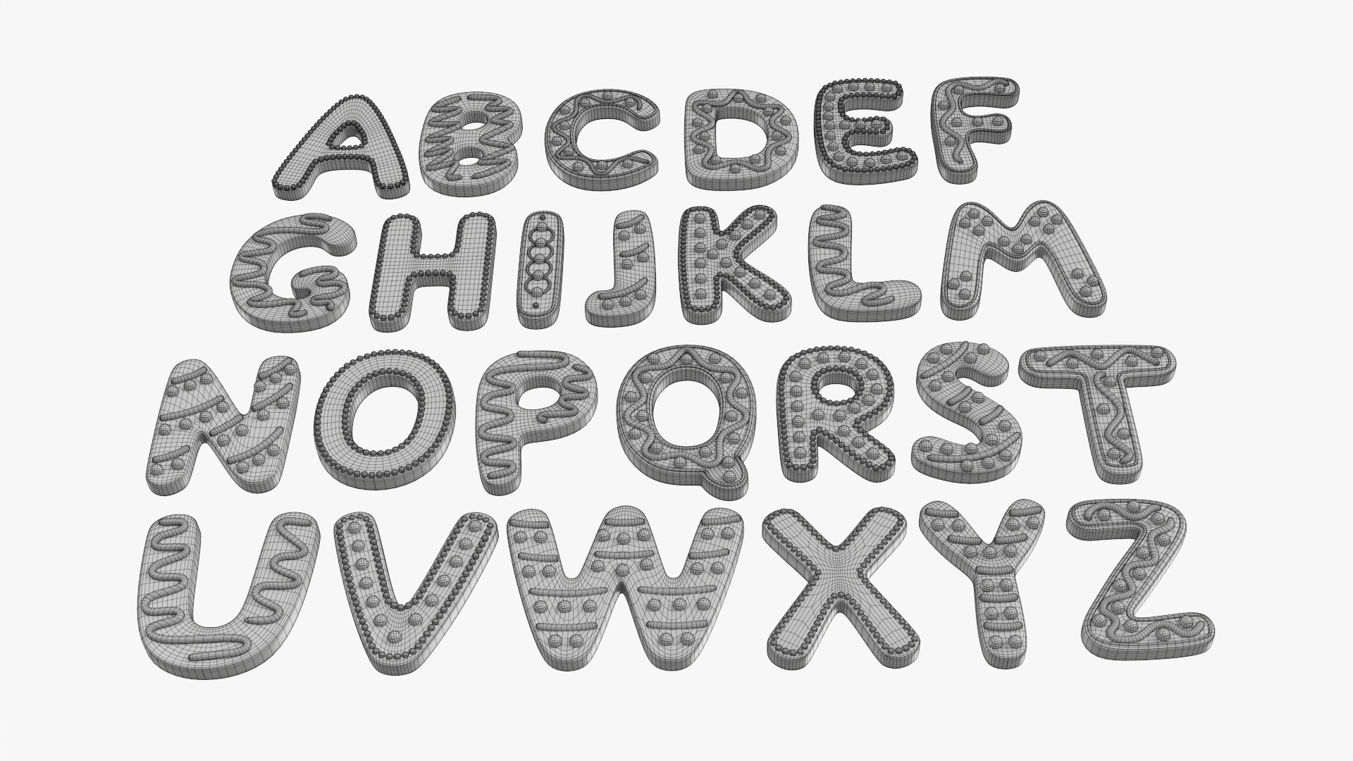 Alphabet Letters Decorated 01 3D Model - TurboSquid 1801147