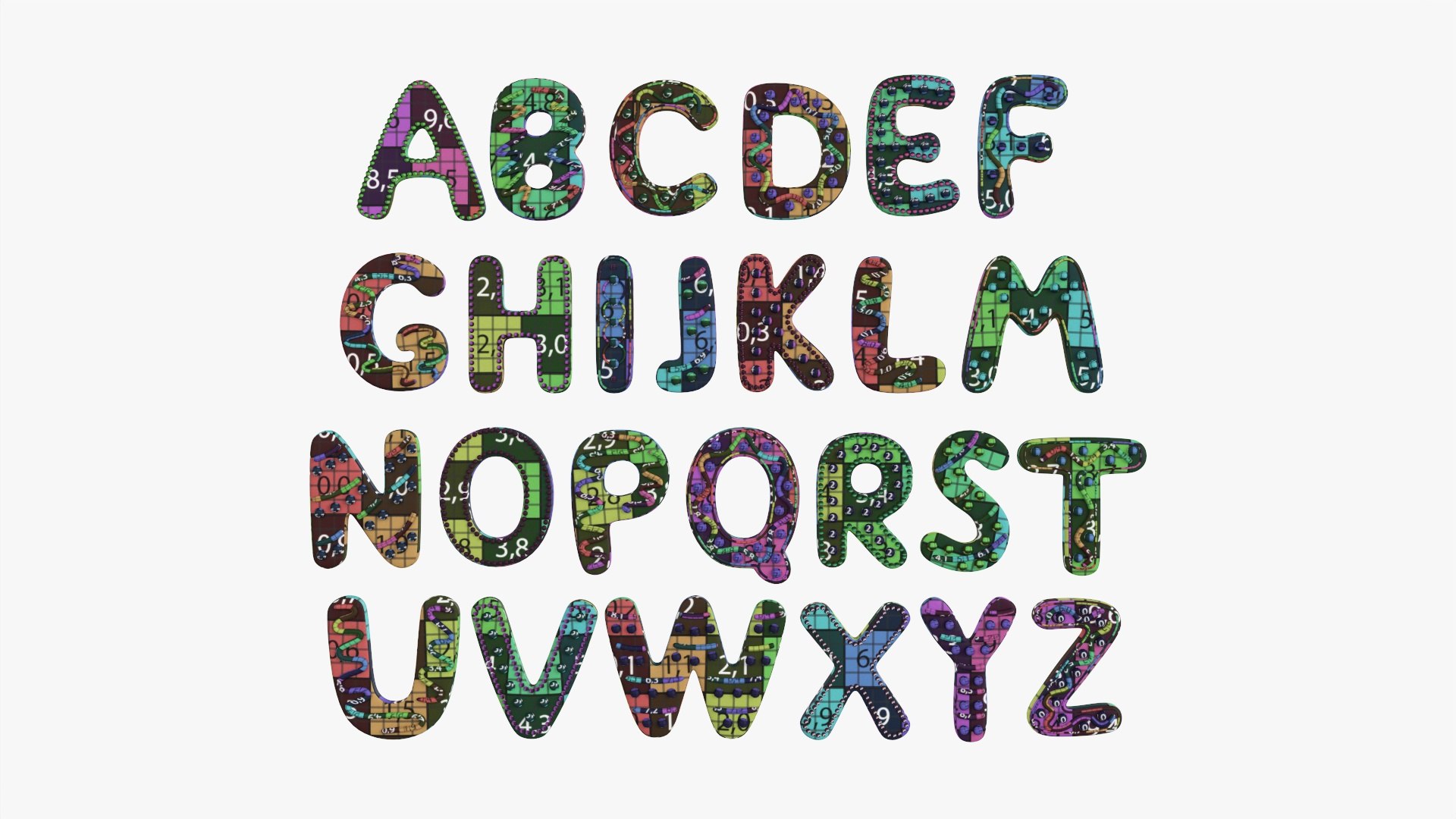 Alphabet Letters Decorated 01 3D Model - TurboSquid 1801147