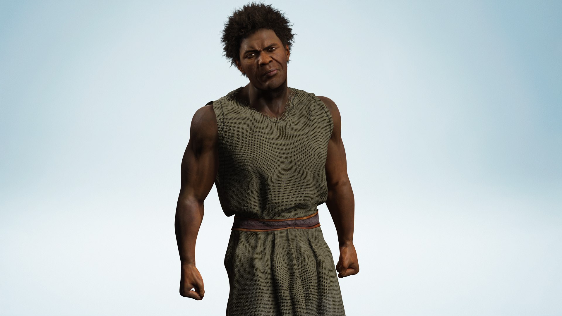 3D Model Realistic Strong African Male Slave Worker Character ...