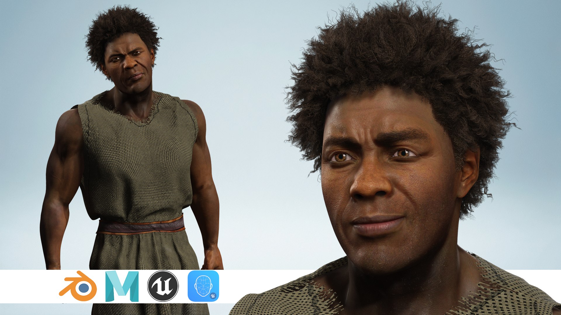 3D Model Realistic Strong African Male Slave Worker Character ...
