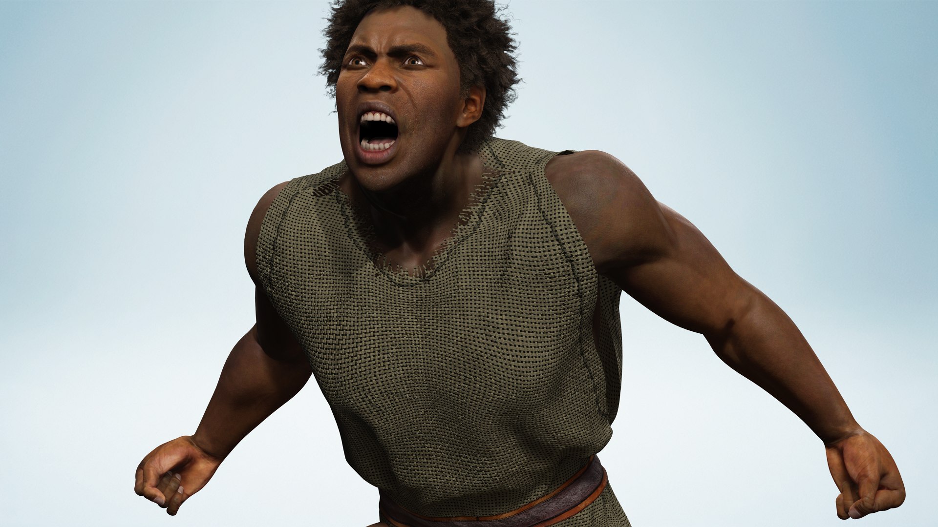 3D Model Realistic Strong African Male Slave Worker Character ...