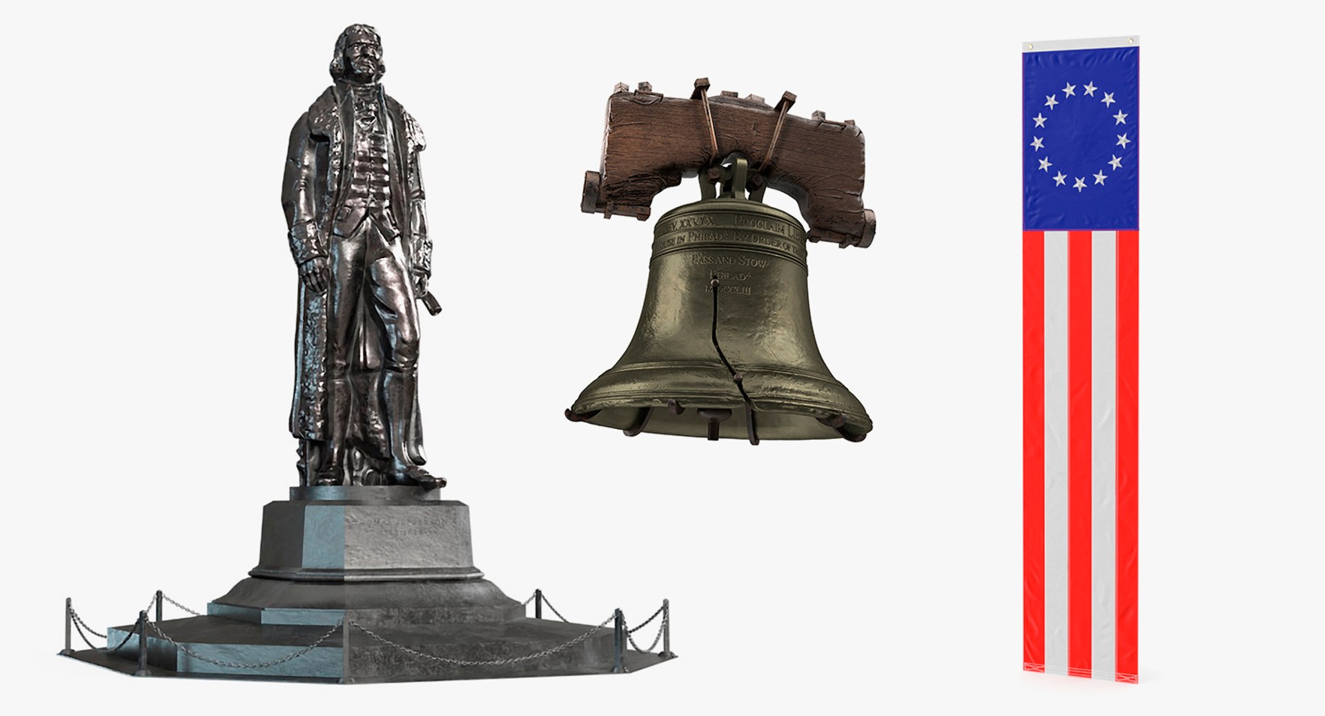 3D Model American Independence Symbols Collection - TurboSquid 2365777