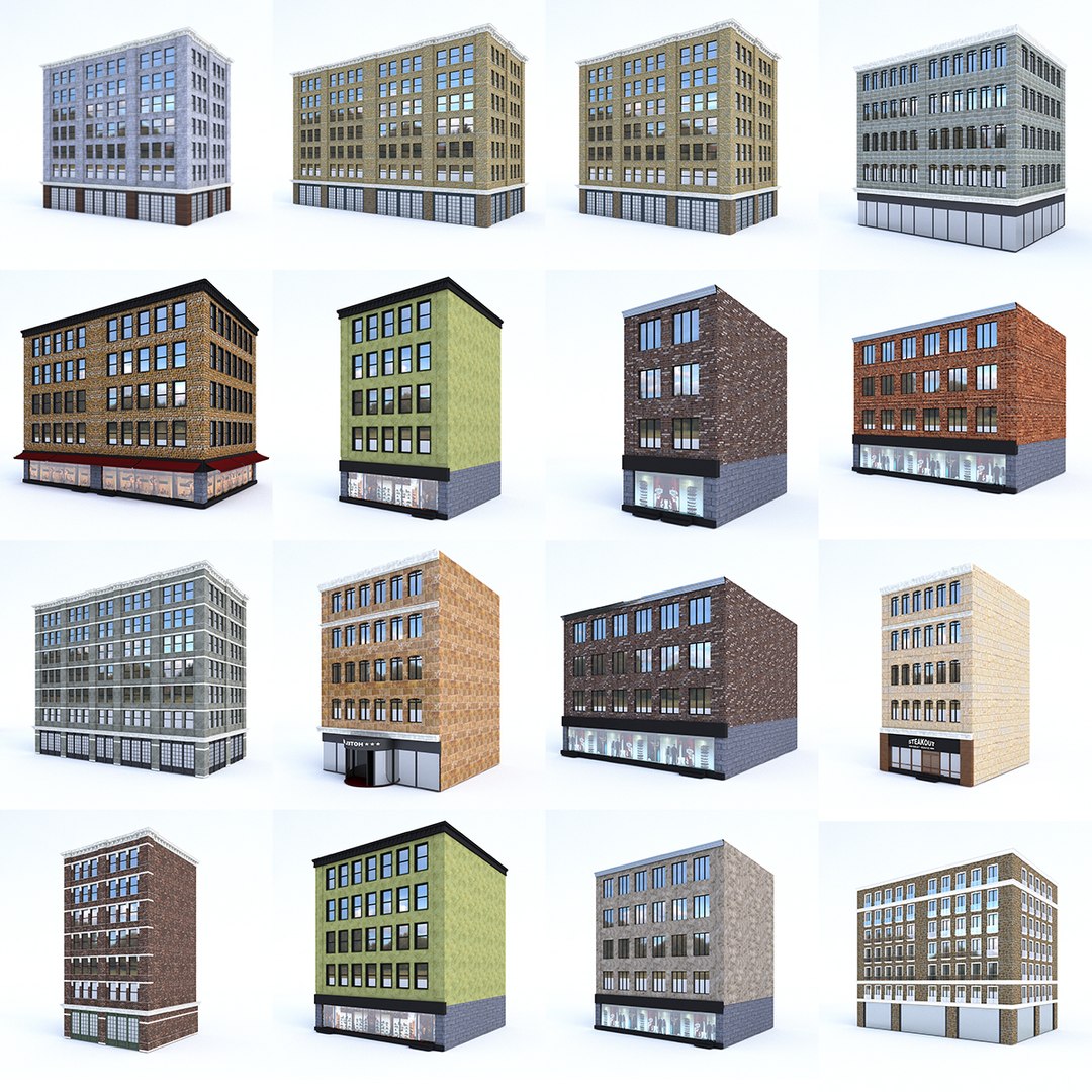 Buildings city set model - TurboSquid 1437224