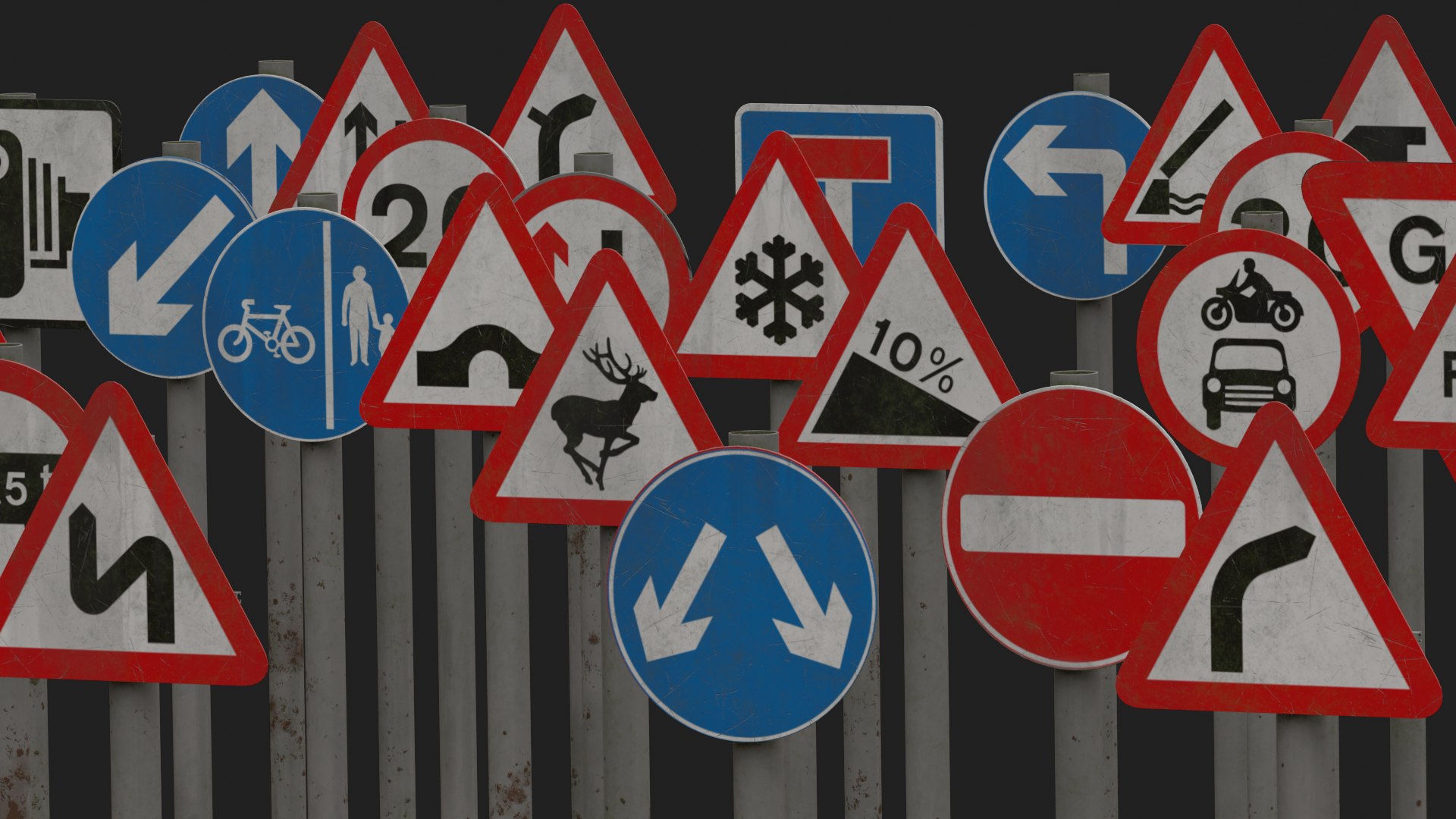 3D Road Signs PBR - TurboSquid 2235979