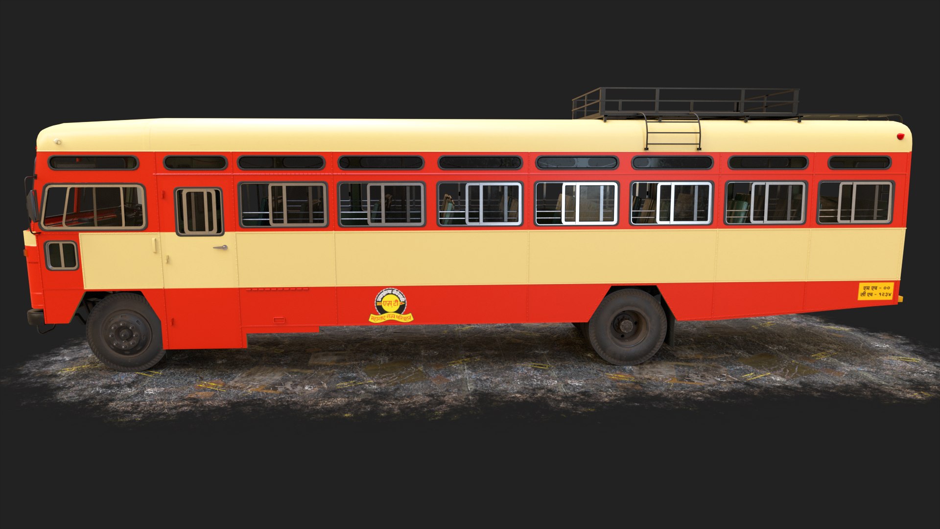 3D Model Indian ST Bus V2 Orange Yellow - TurboSquid 2286492