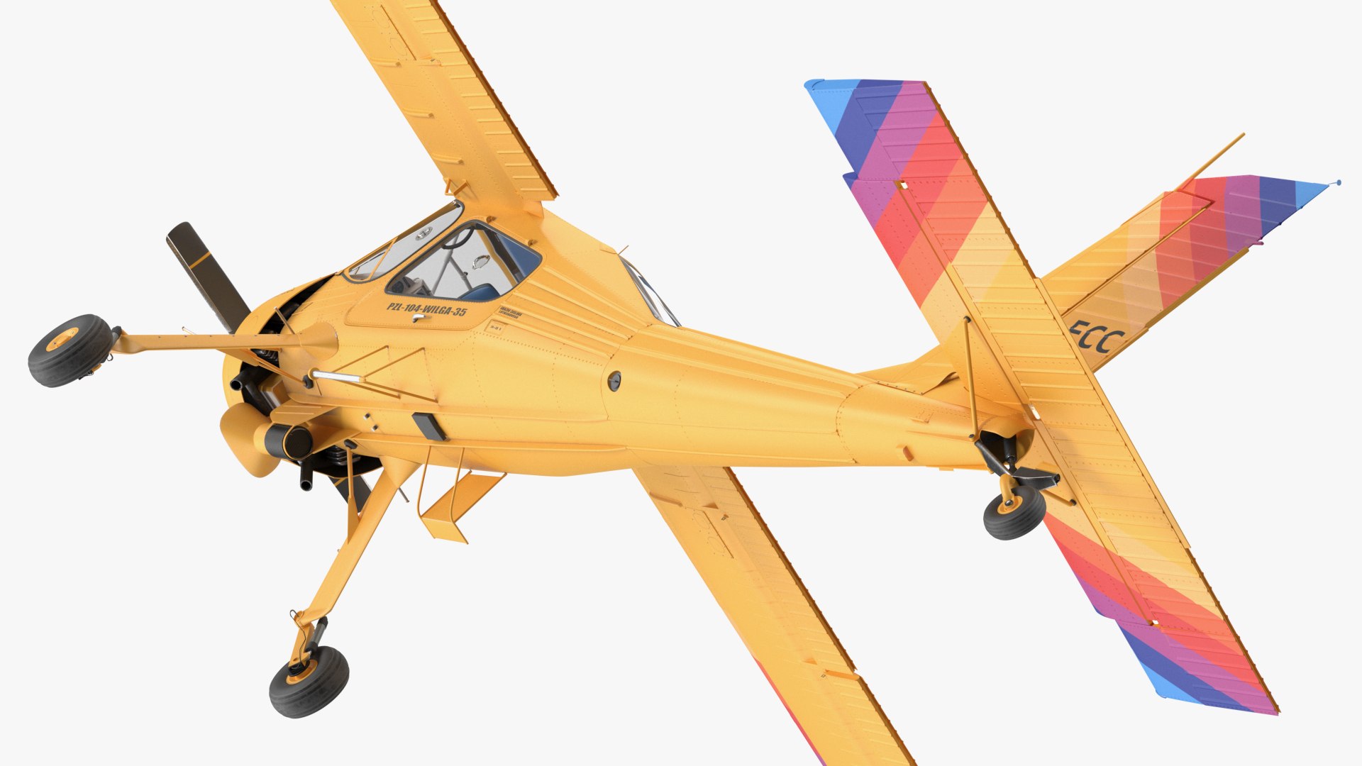 3D Aircraft PZL 104 Wilga Yellow Rigged For Cinema 4D Model ...