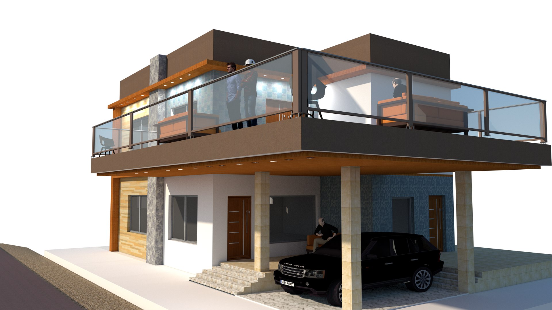3D Double Story Luxuary House Sketchup - TurboSquid 1900122