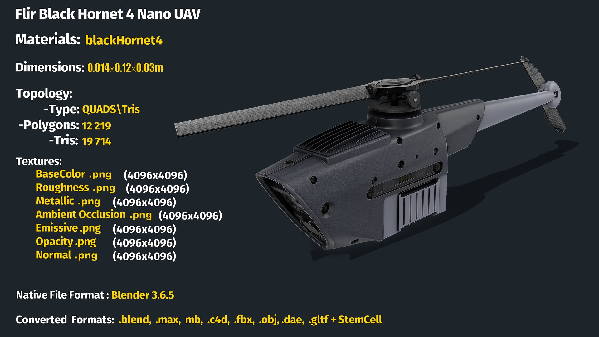 3D Flir Black Hornet 4 Nano UAV model - TurboSquid 2178066