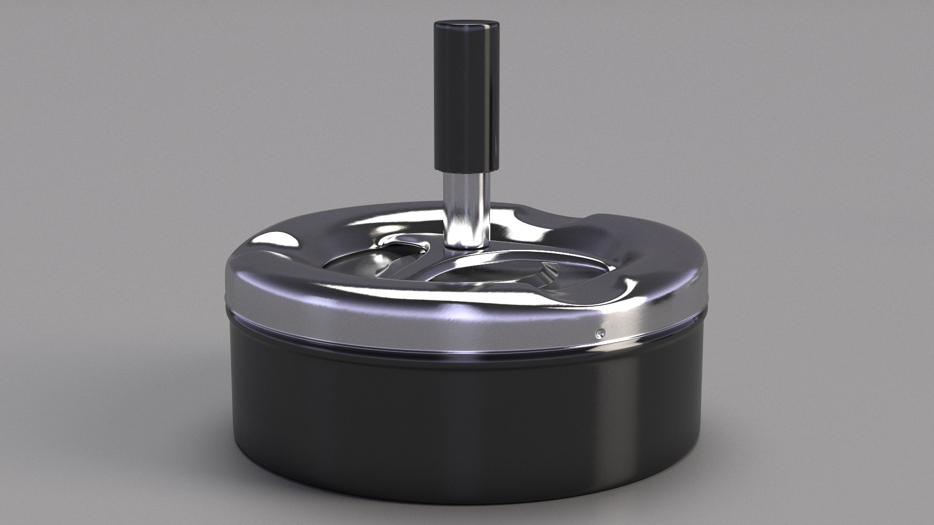 3D Round Push Down Ashtray With Spinning Tray Black - TurboSquid 2132187