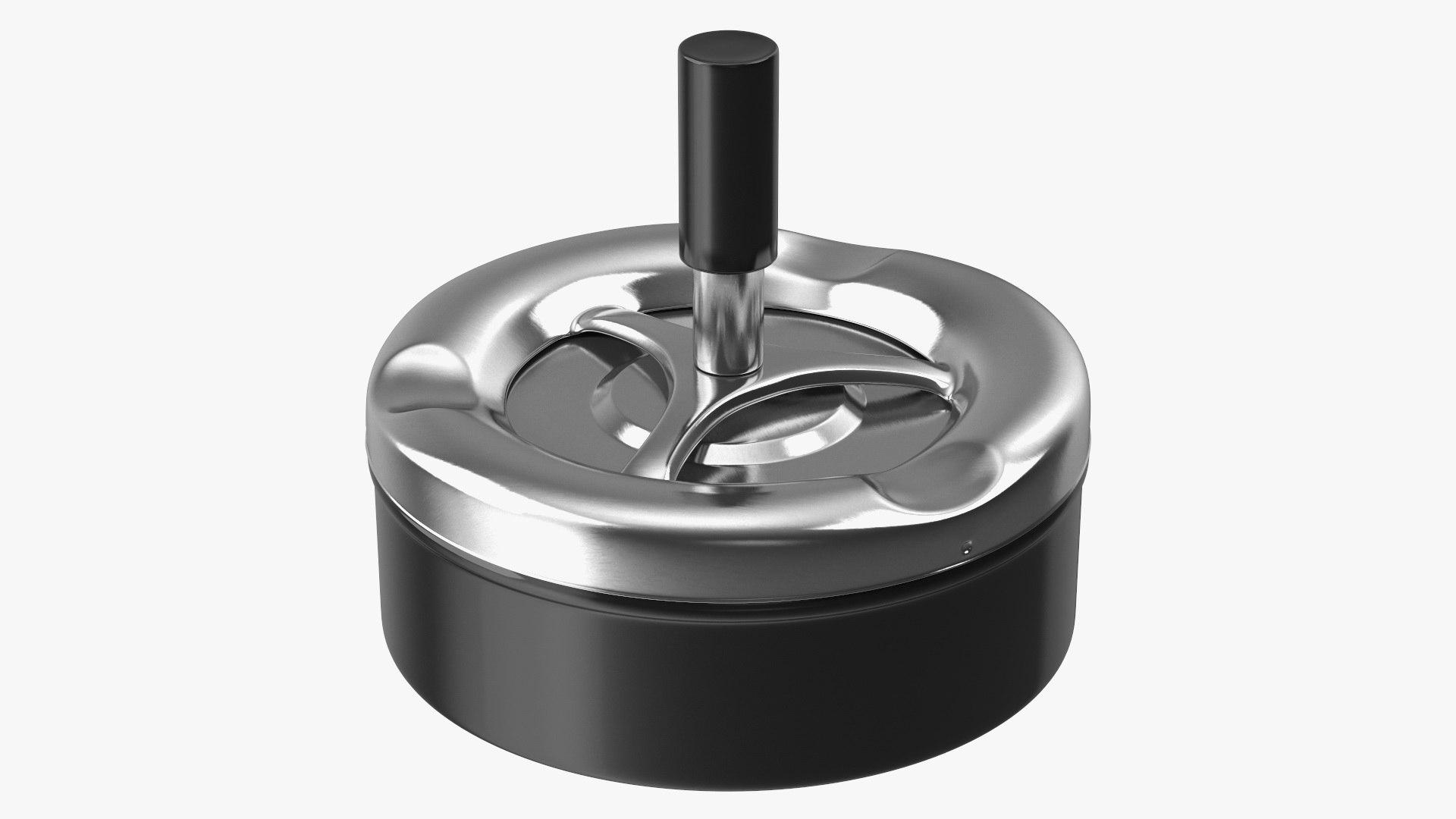 3D Round Push Down Ashtray With Spinning Tray Black - TurboSquid 2132187
