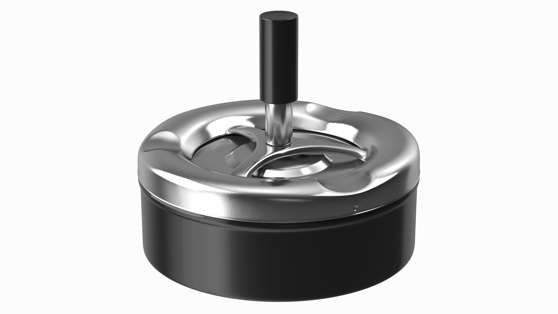 3D Round Push Down Ashtray With Spinning Tray Black - TurboSquid 2132187