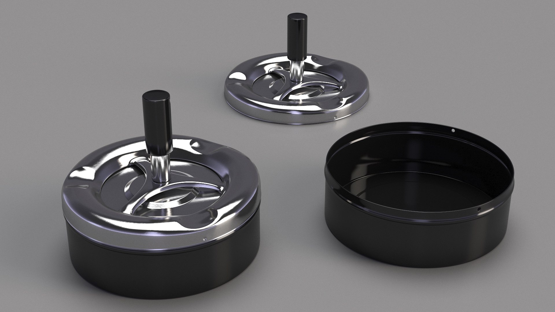 3D Round Push Down Ashtray With Spinning Tray Black - TurboSquid 2132187