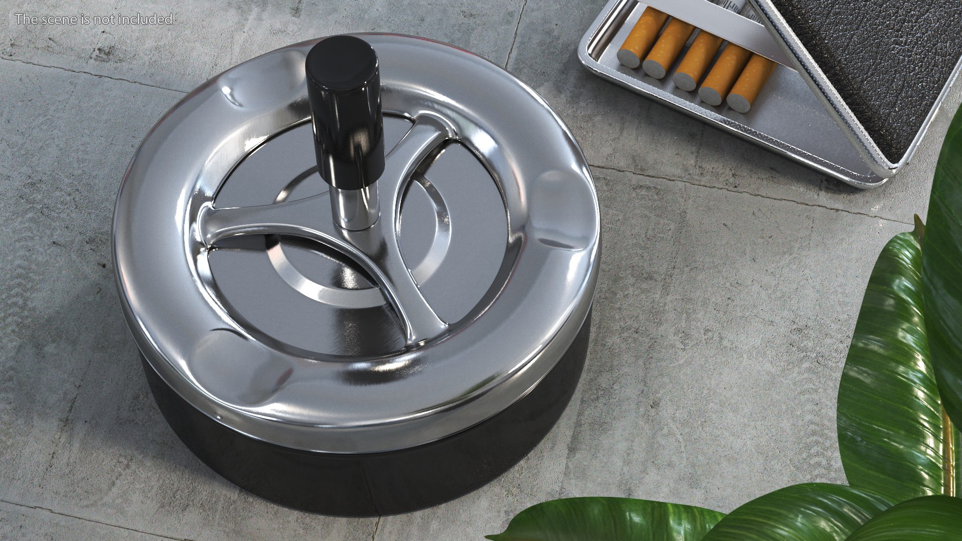 3D Round Push Down Ashtray With Spinning Tray Black - TurboSquid 2132187