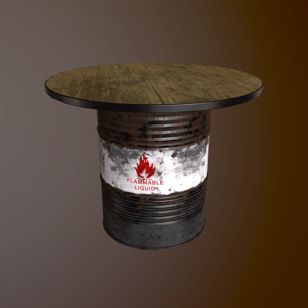Oil Drum Desk Pbr 3d X
