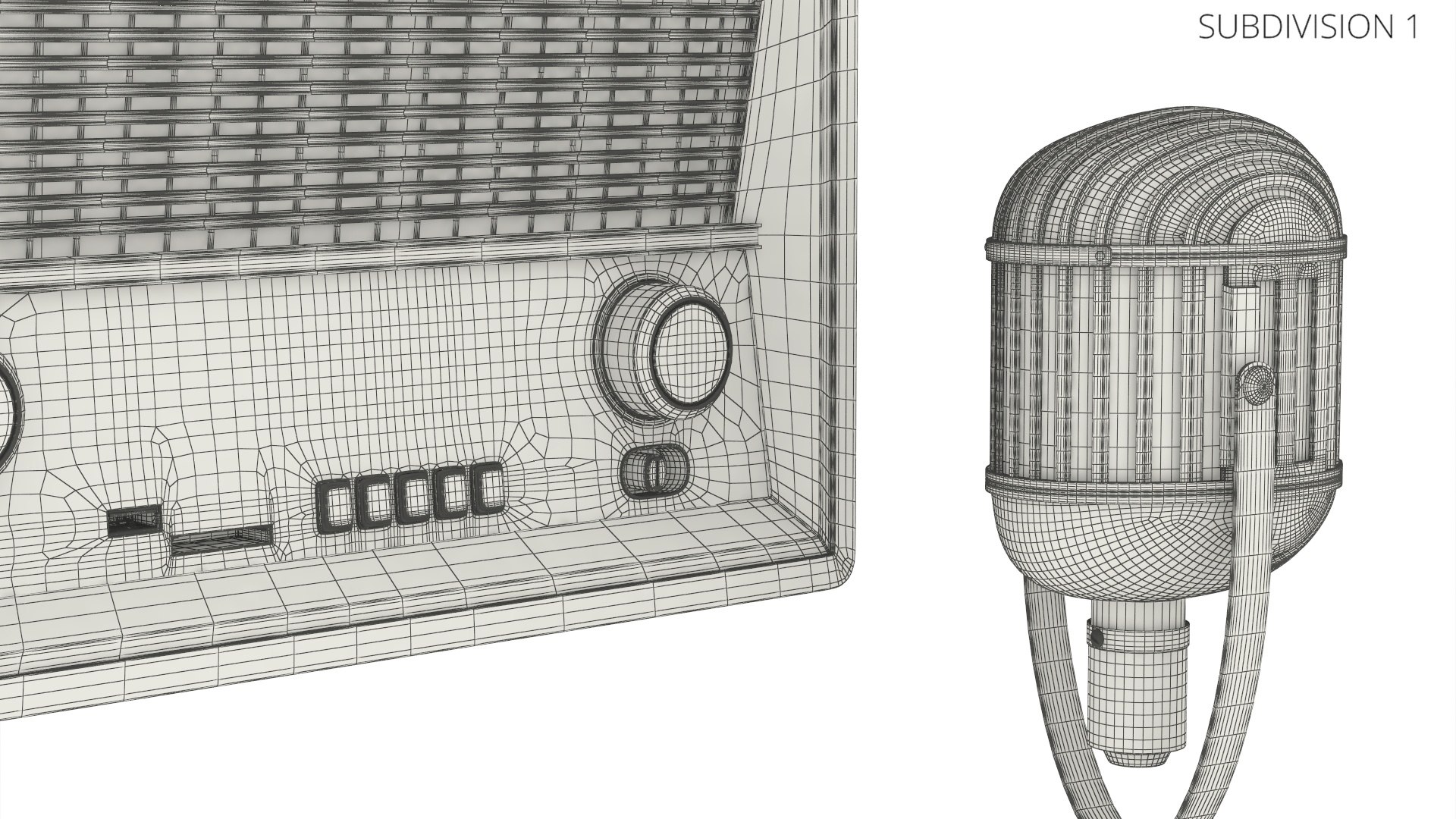 3D Model Retro Broadcast Set With Microphone And Radio Receiver ...