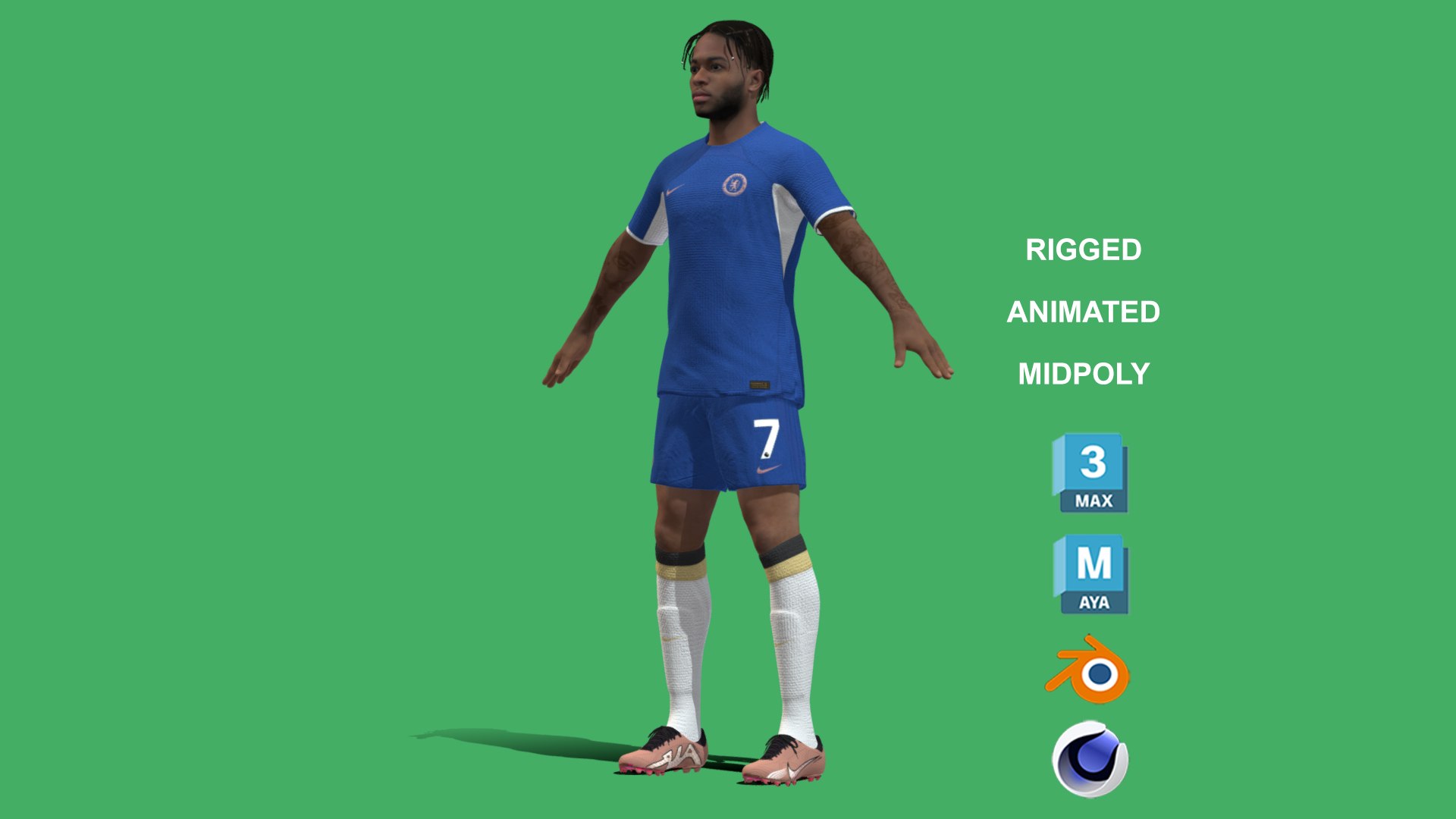 3D Rigged Raheem Sterling Chelsea 2024 3D model - TurboSquid 2117347