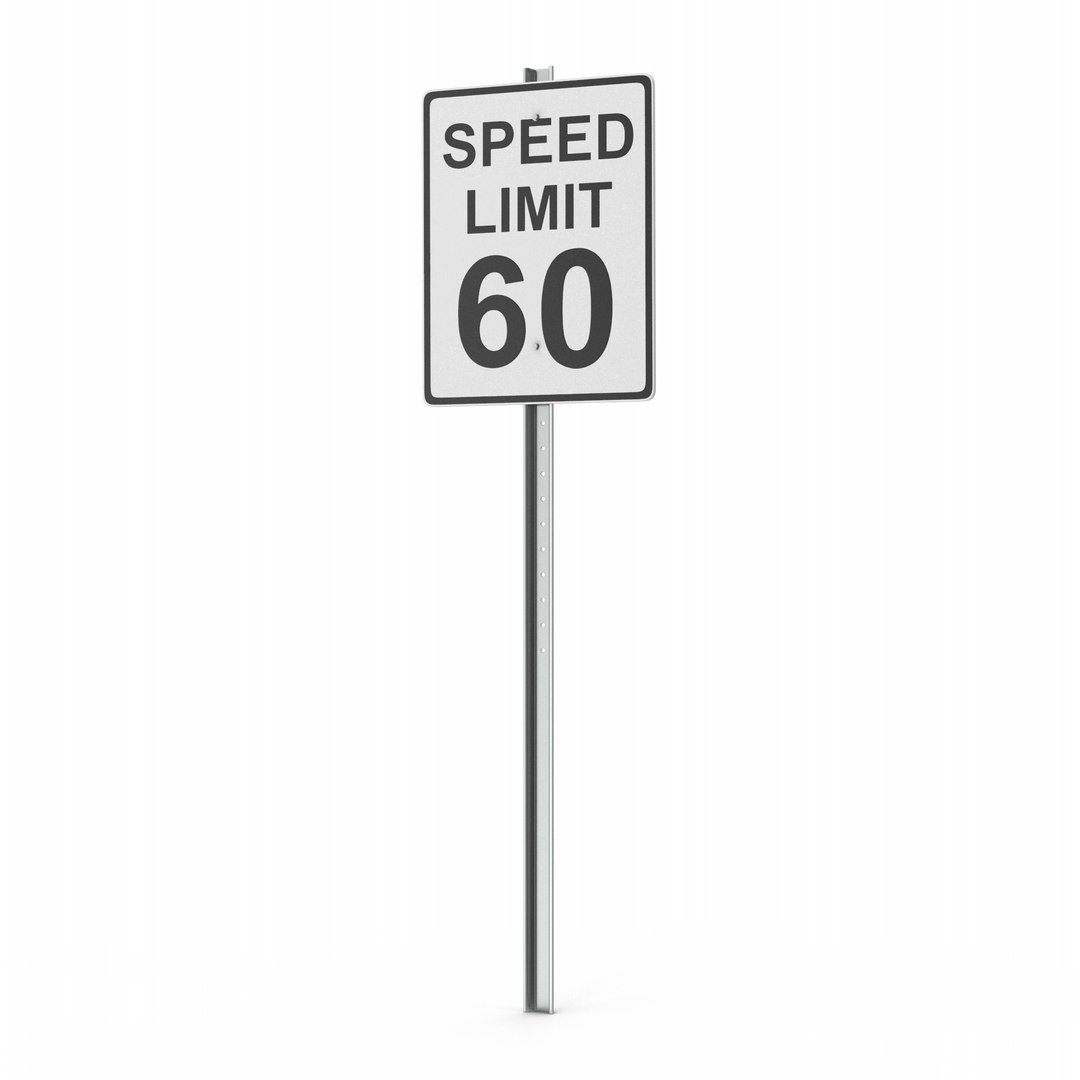 Road Sign Speed Limit 60 3D Model - TurboSquid 2045616