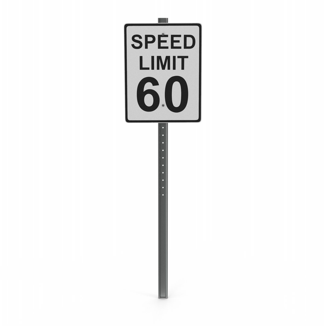Road Sign Speed Limit 60 3D Model - TurboSquid 2045616