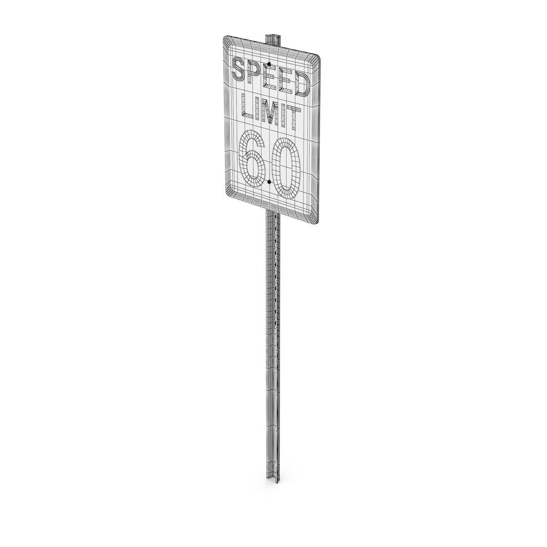 Road Sign Speed Limit 60 3D Model - TurboSquid 2045616
